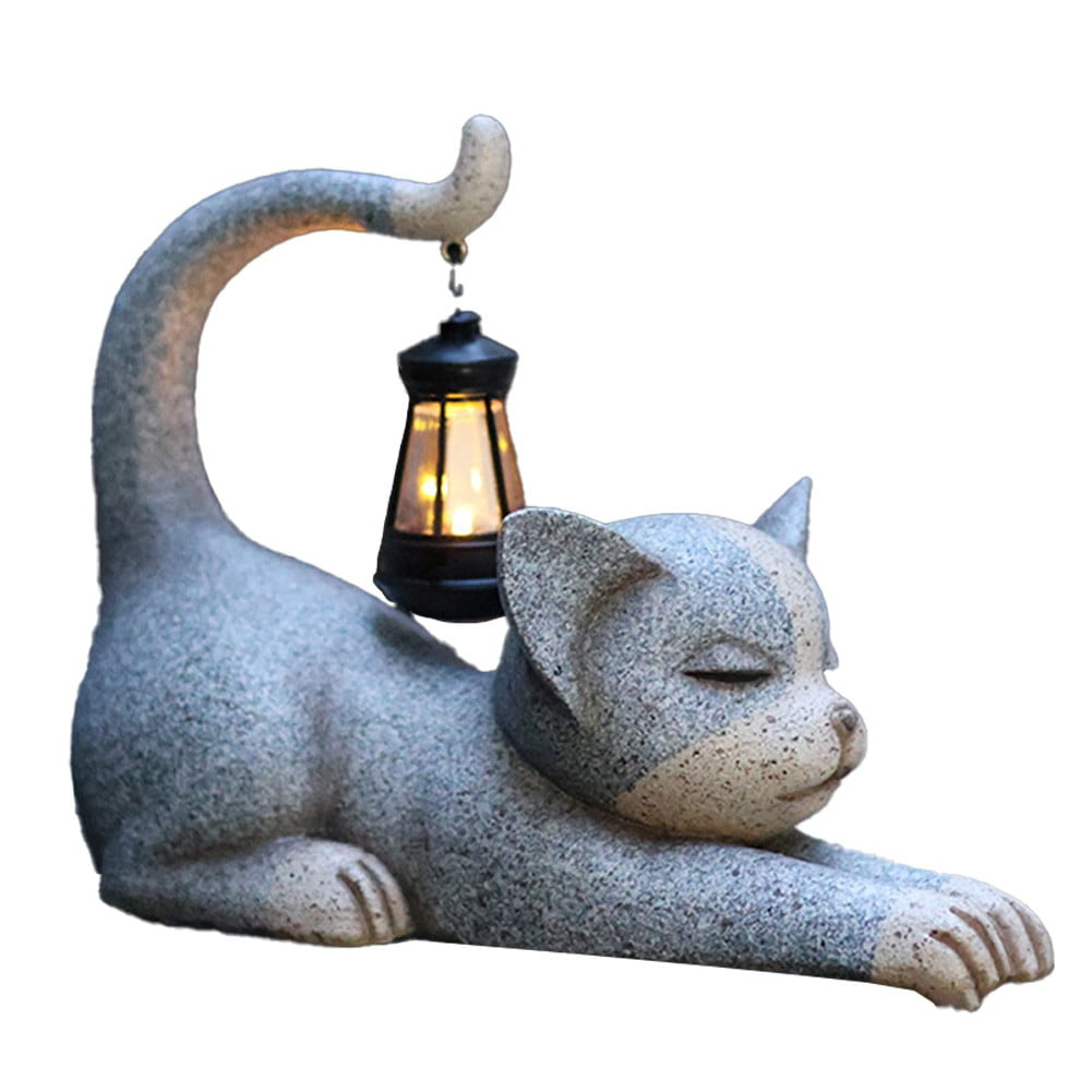 Garden Solar Cat Ornament: a Firm and Decorative Stone Effect Home ...