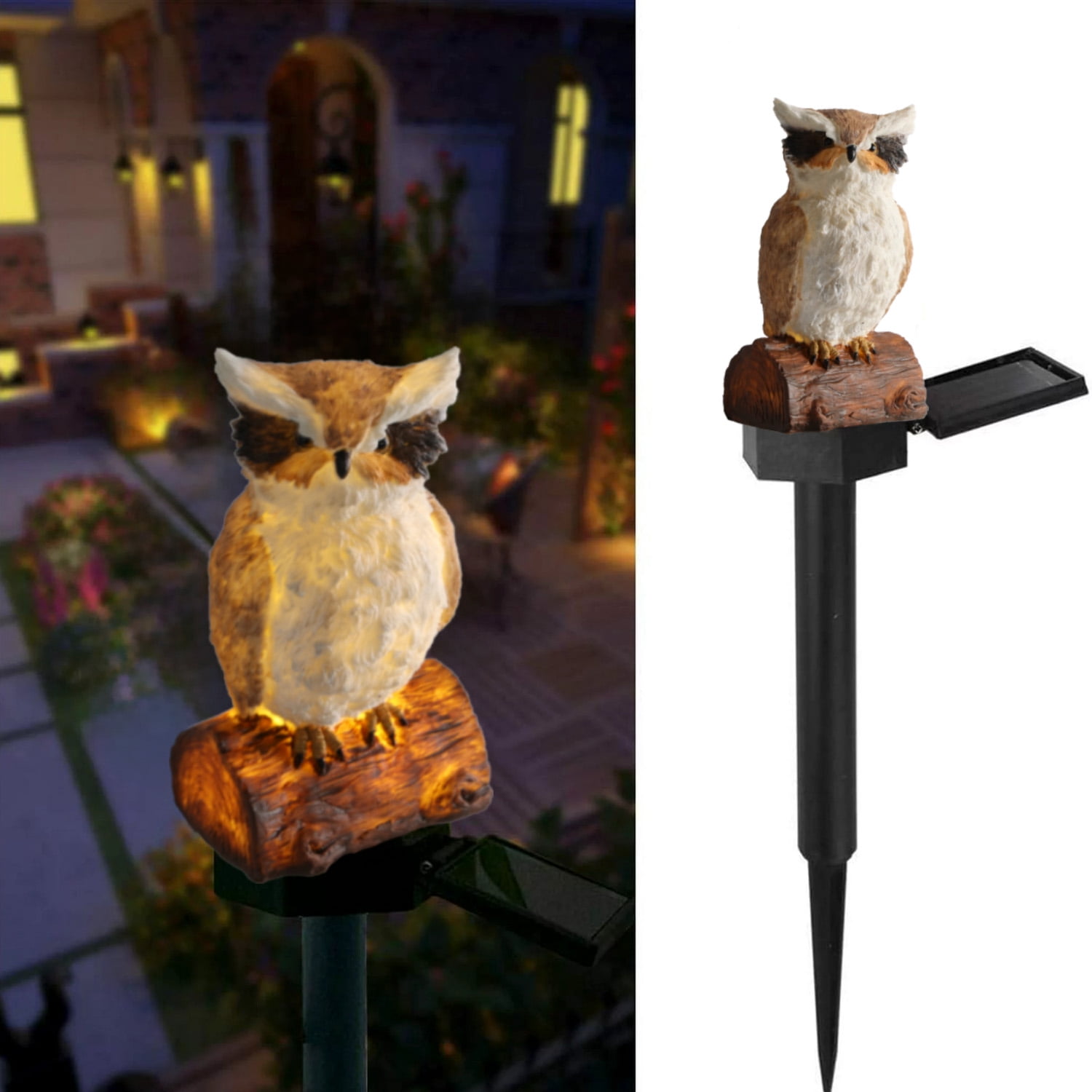 Yard Powered Resin Owl Solar LED Light, Waterproof Garden Decor with ...