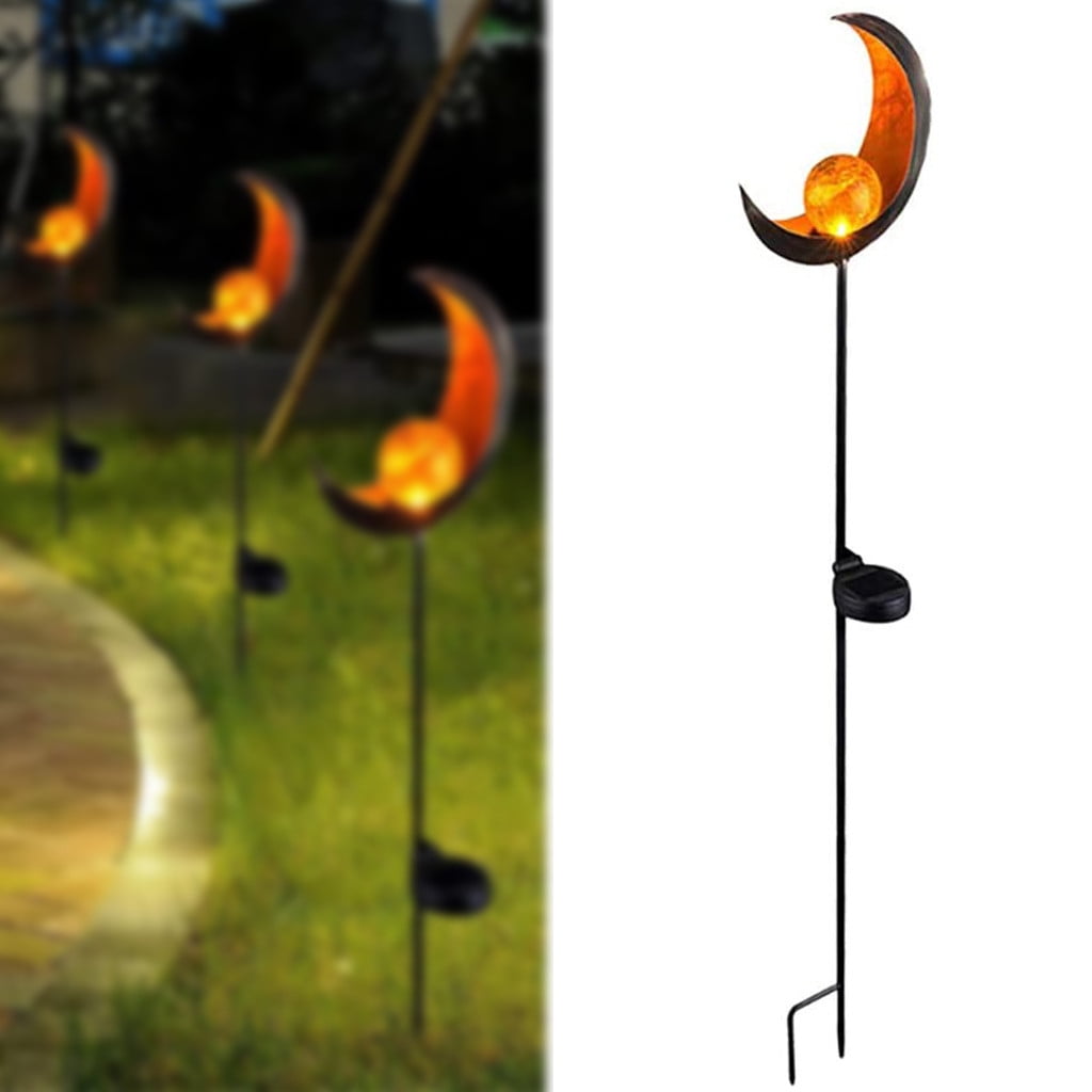 Garden Solar Lights Outdoor Crackle Glass Stake | Stainless Steel ...
