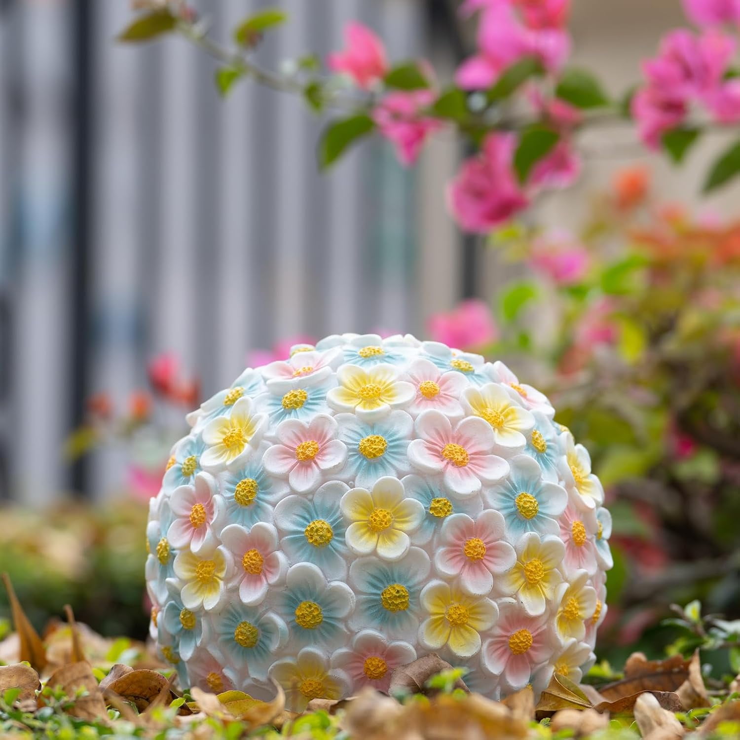 Garden Solar Lights Outdoor Decorative,Colored Resin Flower Solar Globe ...