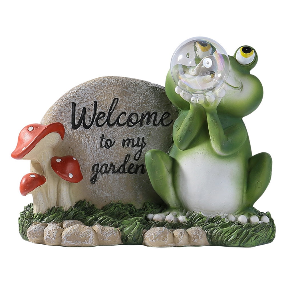 Garden Solar Lights Resin Frog Shaped Decor Statue Pathway Lamp Cartoon ...