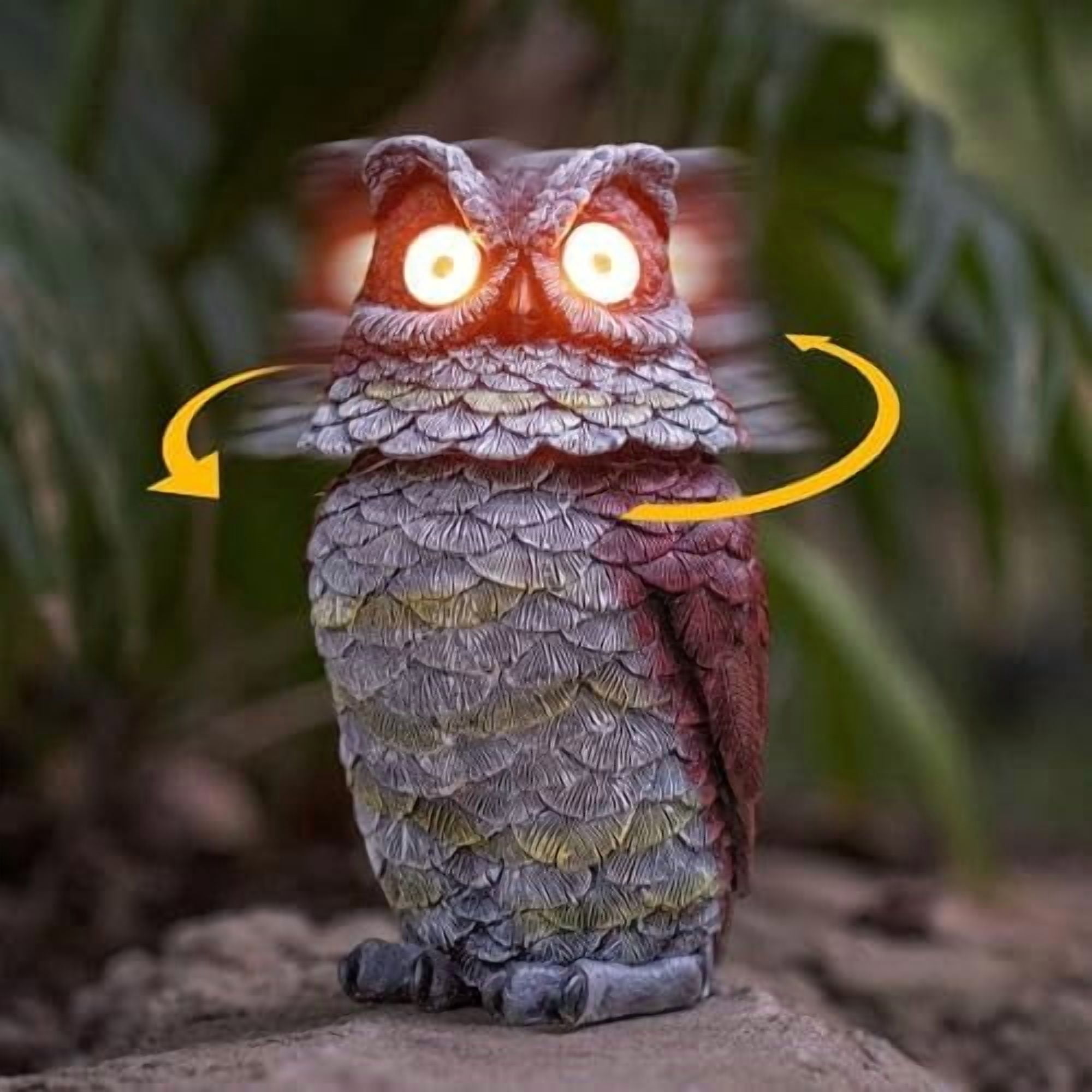 Garden Solar Owl Decoy Statue, Outdoor Light Decor with Glowing Eyes ...