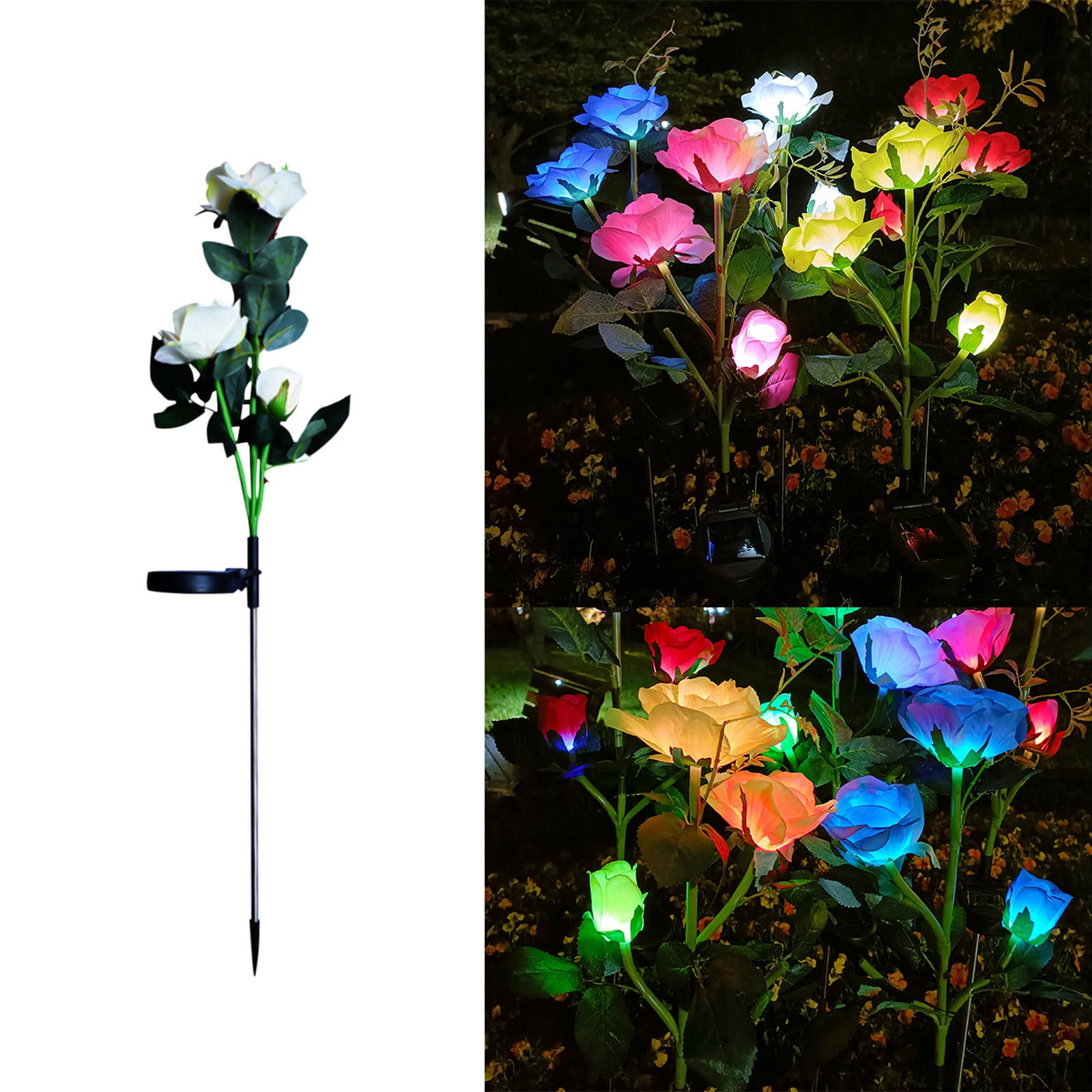 Garden Solar Rose Stake Lights,7 Color Changing Solar Lights,Outdoor ...