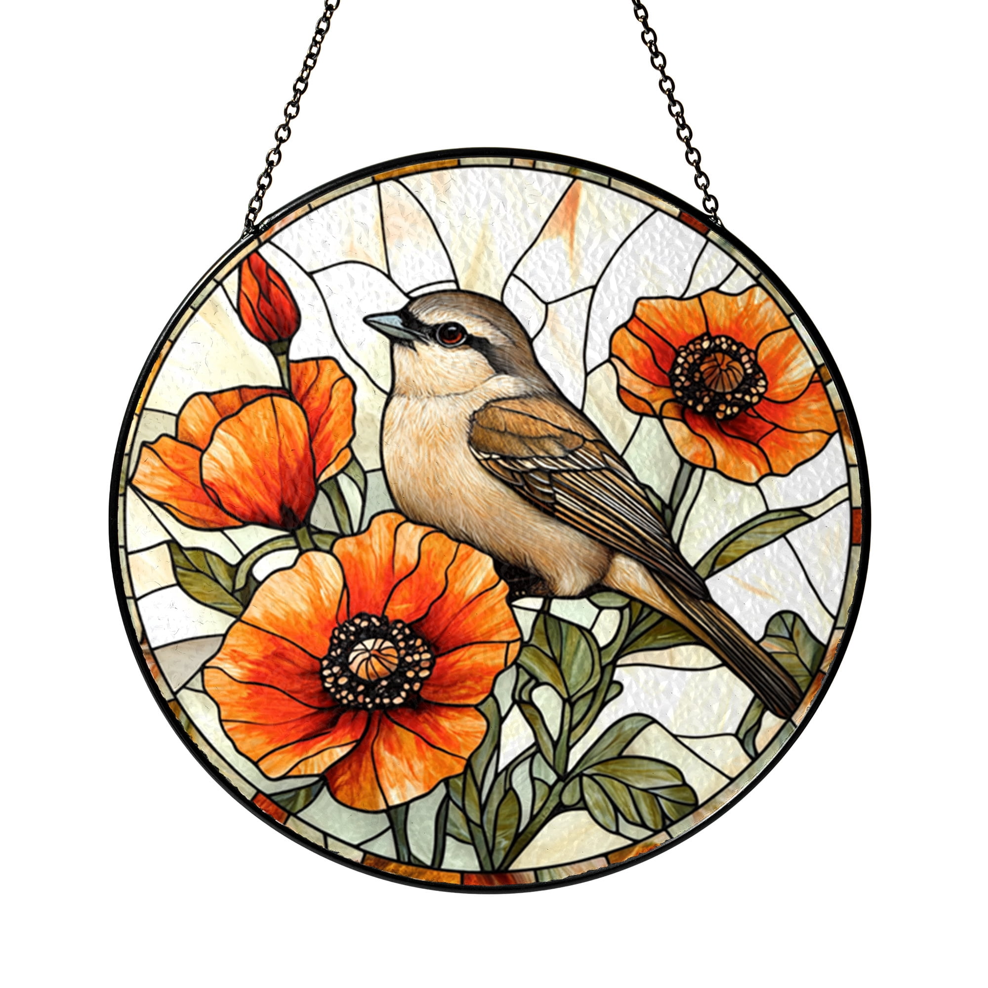 Garden Songbird Stained Glass Suncatcher – Floral Window Art - Walmart.com
