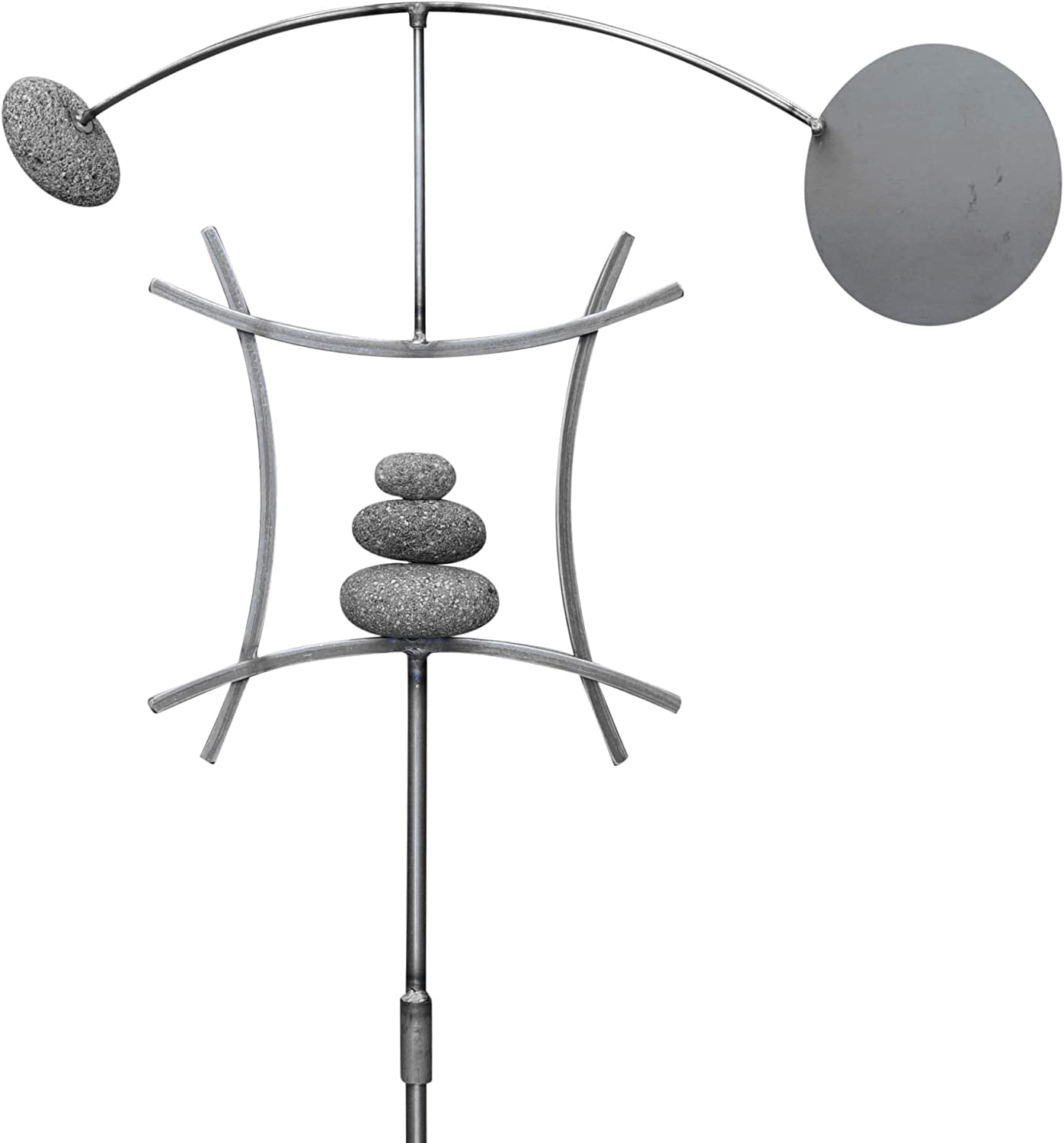 Garden Spinner Kinetic Wind Sculpture with Rock Cairn & Stake ...