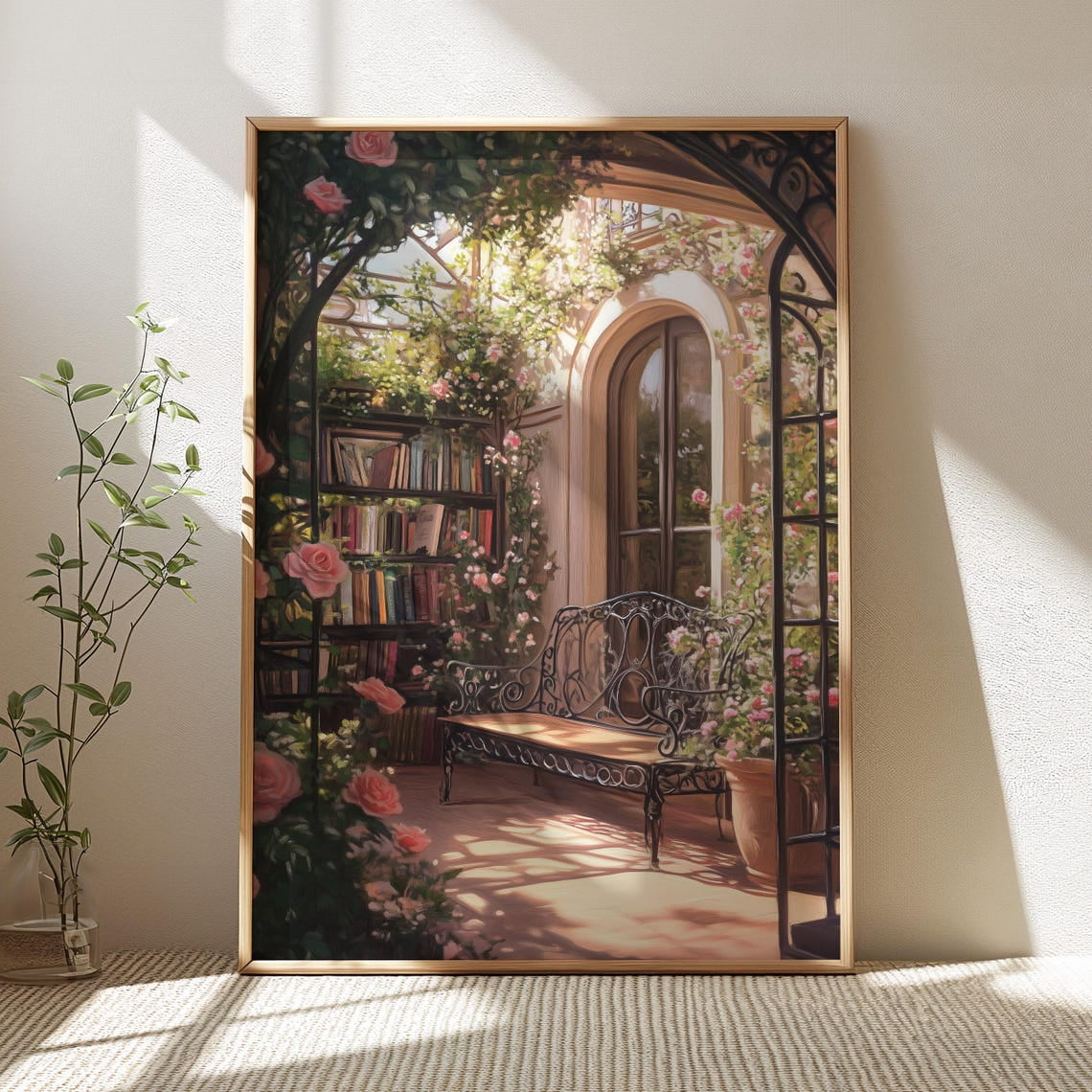 Garden Spring Bookstore Wall Art, Whimsical Floral Decor, Book Lover ...