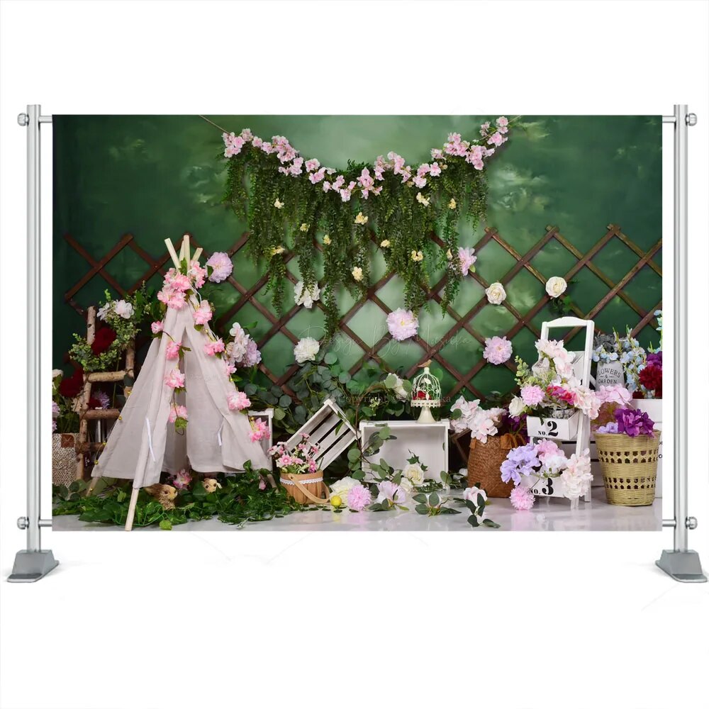 Garden Spring Kids Backdrop Girl Portrait Pink Wall Child Baby ...