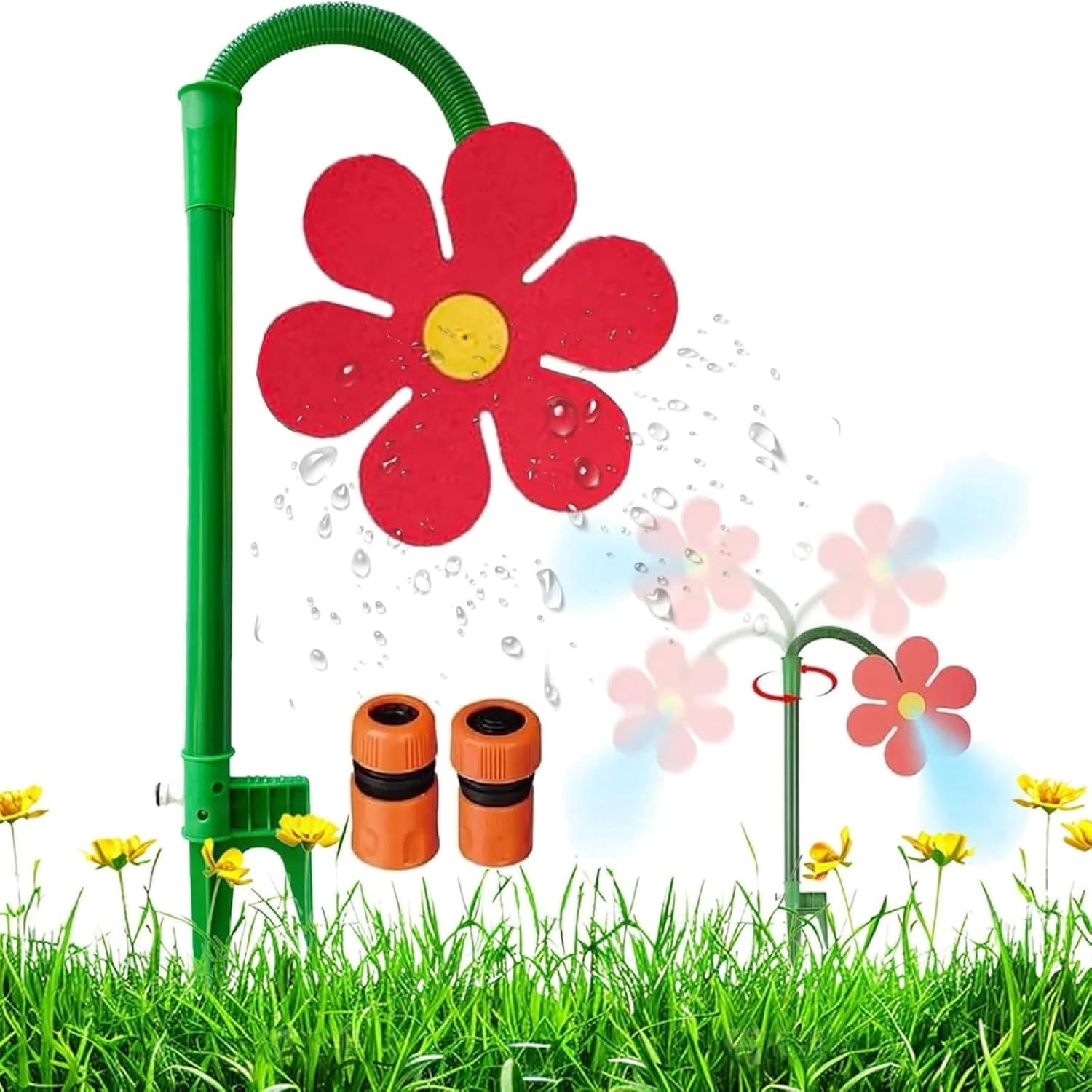 Garden Sprinkler, 364° Rotating Crazy Daisy Sprinklers, Water Sprinkler ...