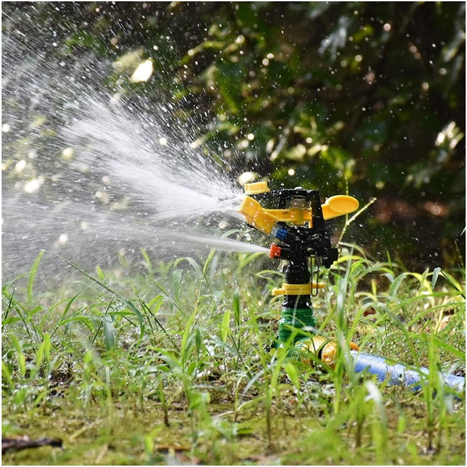 Garden Sprinkler Irrigation 2 Outlet Rocker Arm Sprinkler 360° Rotating ...