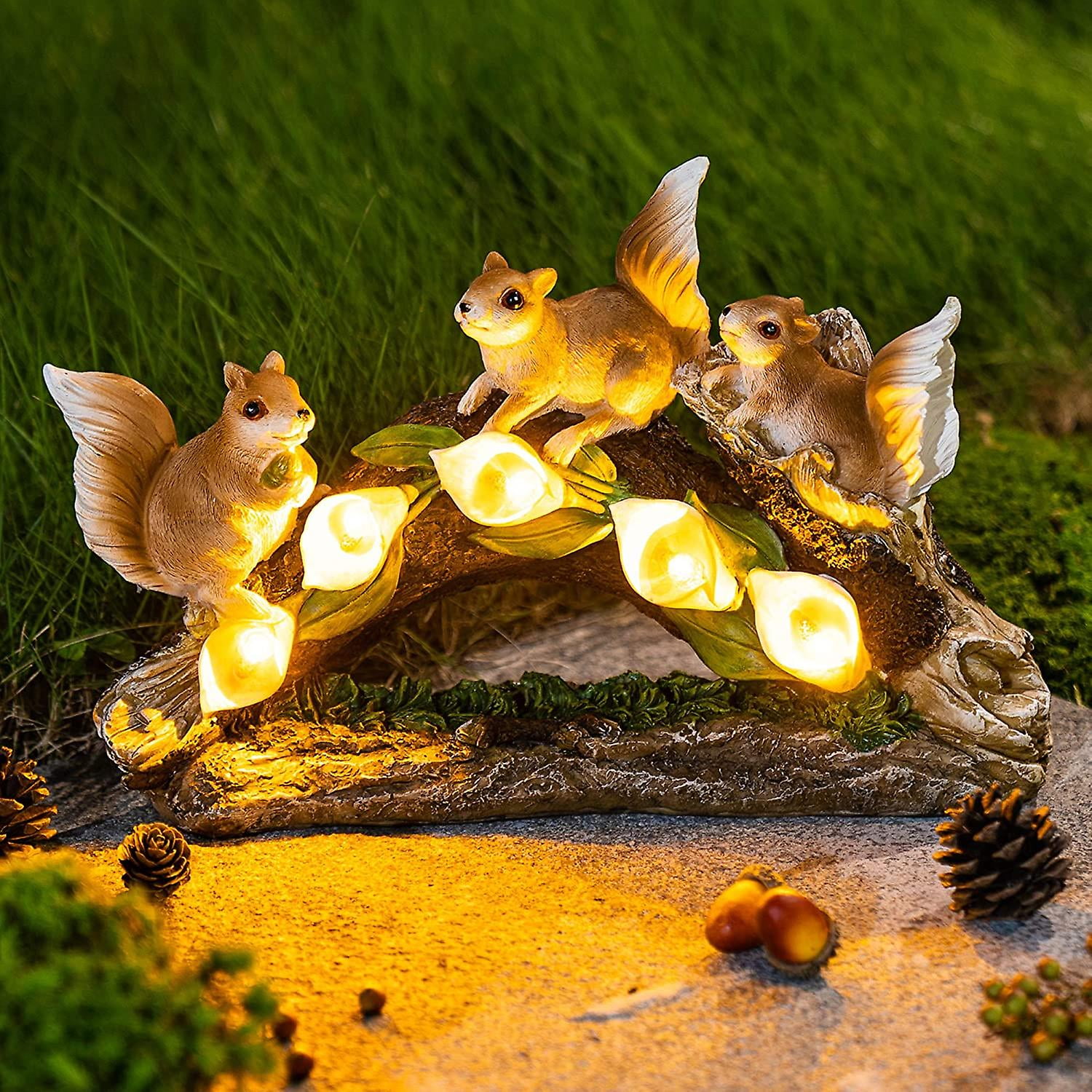 Garden Squirrel Figurines, Garden Art For Fall Winter Garden Decor ...