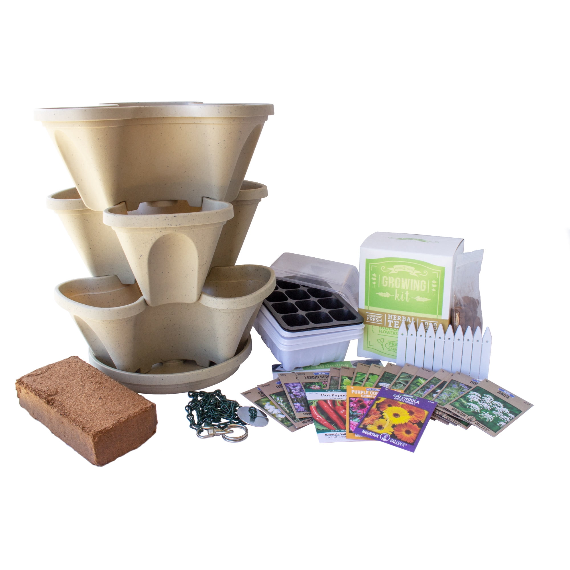 Garden Stacker Planter Medicinal & Herbal Tea Herb Garden Kit - Color ...