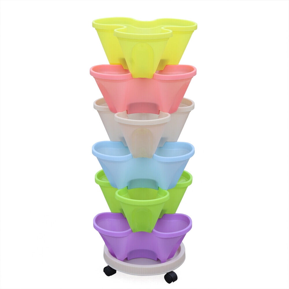 Garden Stacking Flower Pot 6 Tier Outdoor Flower Herb Pots Nursery ...
