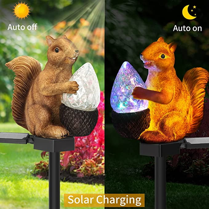 Garden Stake Solar Light Outdoor Decorative Cute Squirrel Solar Powered ...