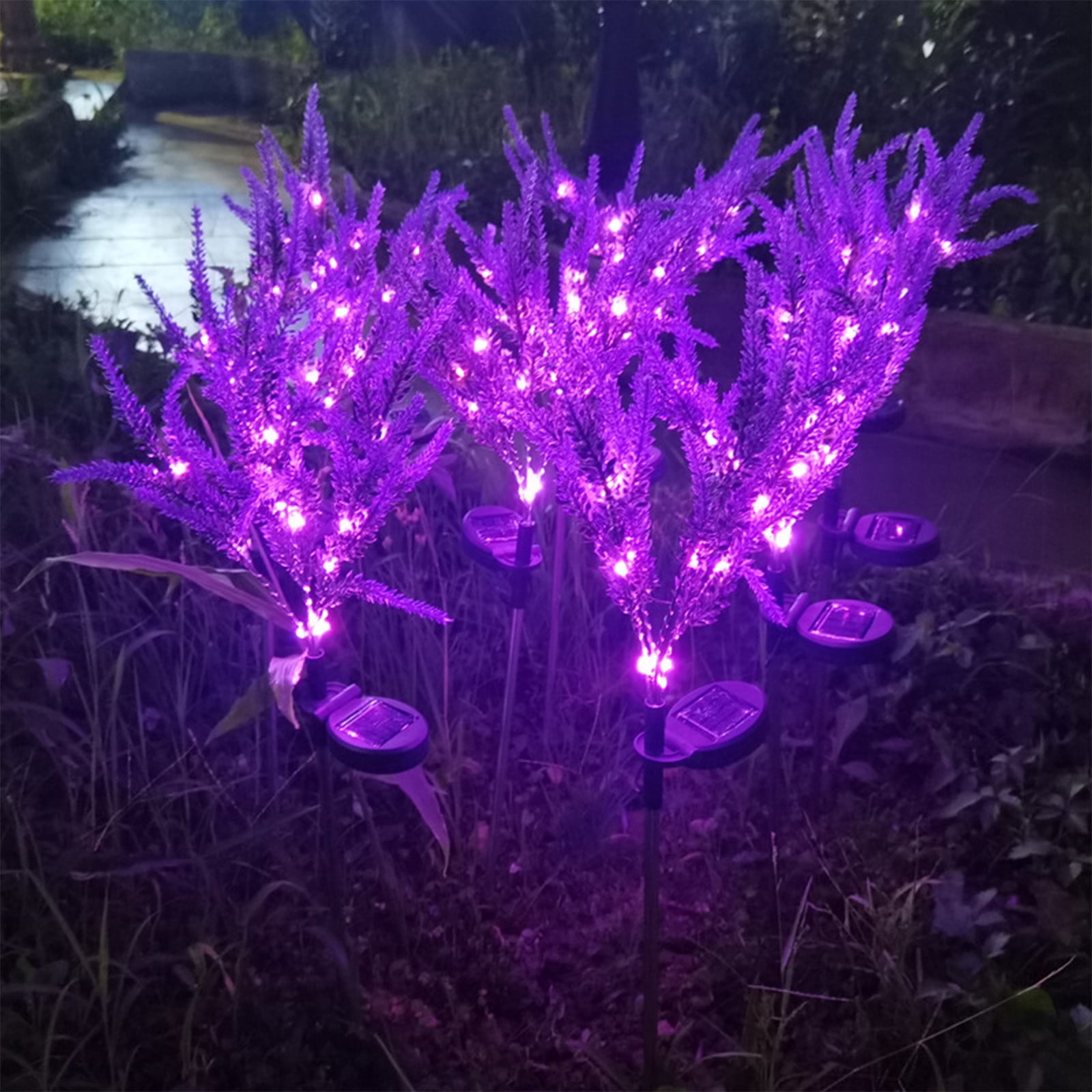 Garden Stake, Solar Purple Lavender Flower Garden Sculpture, 3 LED ...