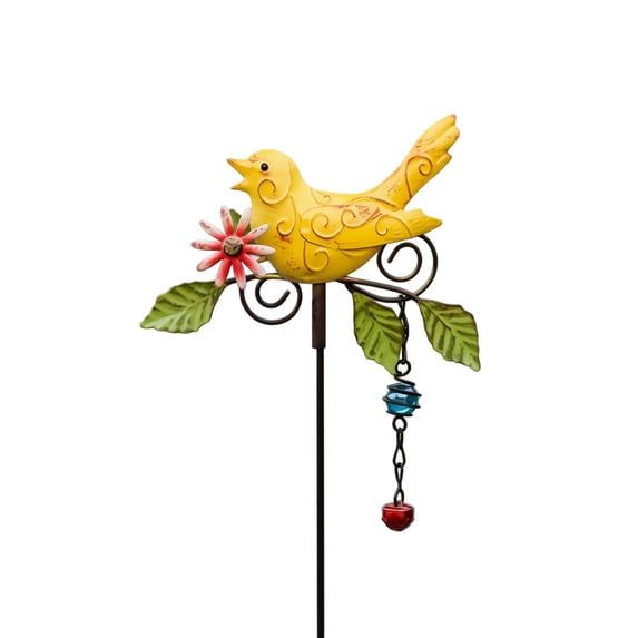 Garden Stake Wind Chimes with Hanging Metal Bird, Outdoor Garden Decor ...