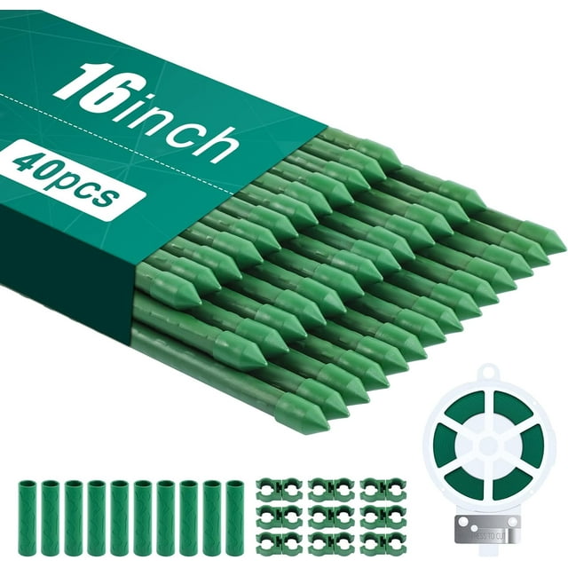 Garden Stakes 57 Inch 25 Pack,Sturdy Plant Metal Sticks Support,Plastic ...