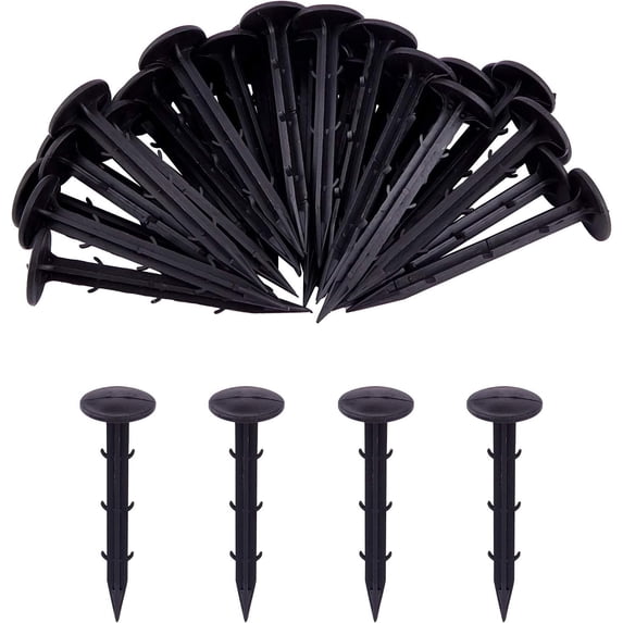 Garden Stakes Anchors 100 Pcs 4.3" Plastic Garden Ground Nail Fixing ...