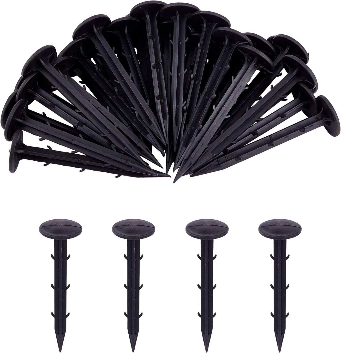 Garden Stakes Anchors 100 Pcs 4.3" Plastic Garden Ground Nail Fixing ...