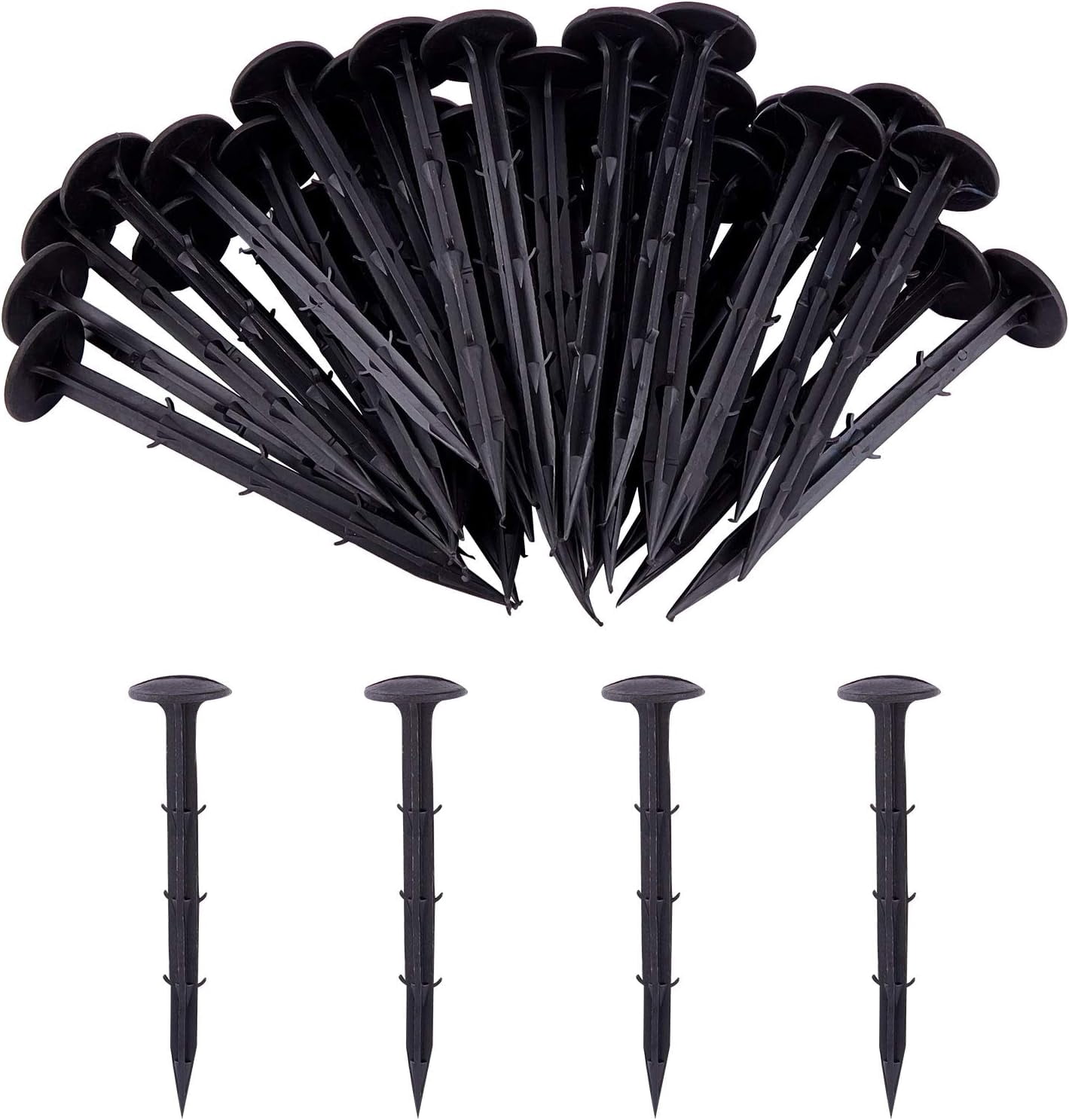 Garden Stakes Anchors 100 Pcs 6" Plastic Garden Ground Nail Fixing ...
