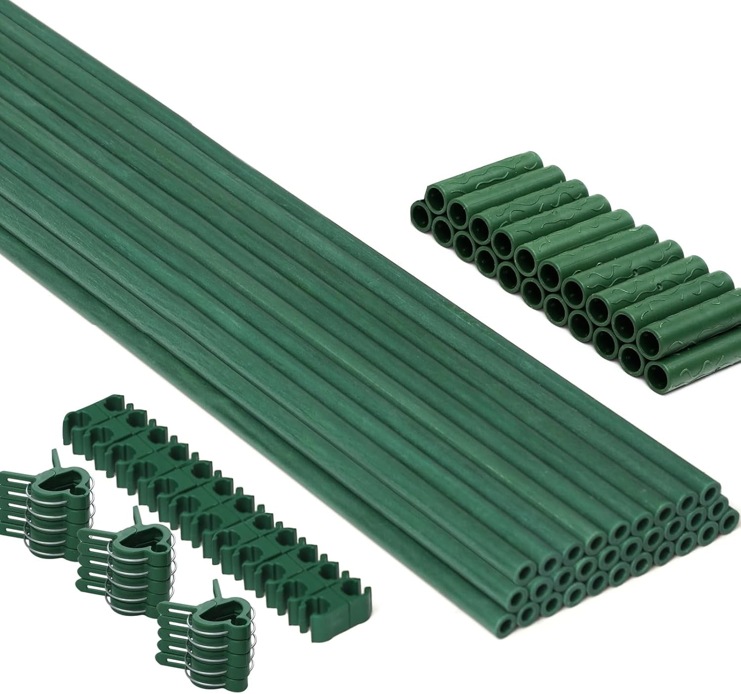 Garden Stakes Kit: Includes 20 Sets of Fiberglass Plant Sticks Supports ...