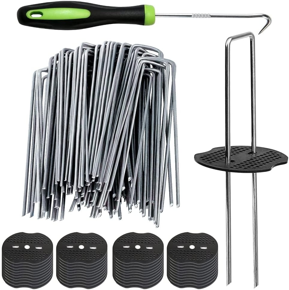 Garden Stakes Staples + Gasket, Lawn Landscape Staples Gauge U Shaped ...