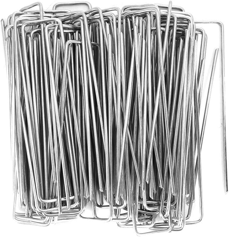 Garden Staples, 6" Stainless Steel Garden Pins, 100Pcs Ground Staples ...