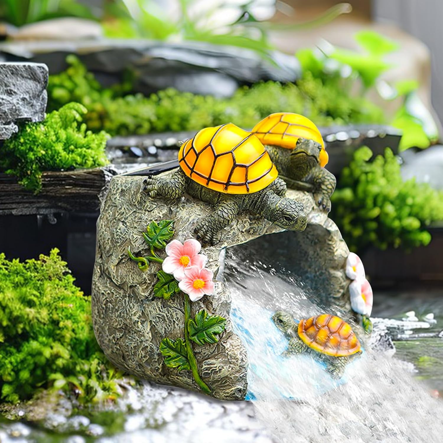 Garden Statue Decor, Solar Turtle Gutter Downspout Splash Block with ...
