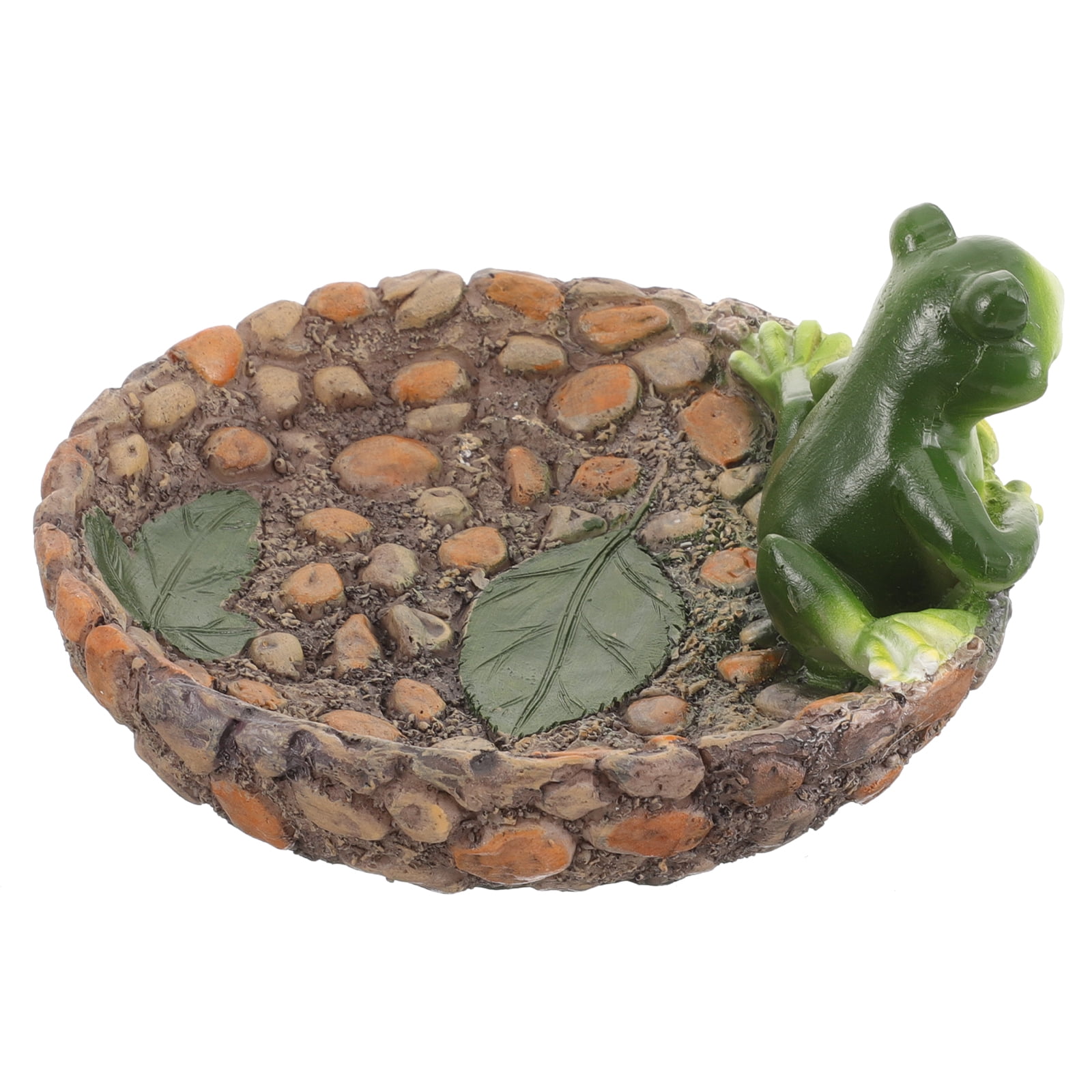 Garden Statue Decoration Frog Props Bird Bath Bowl Figurine Feeder ...