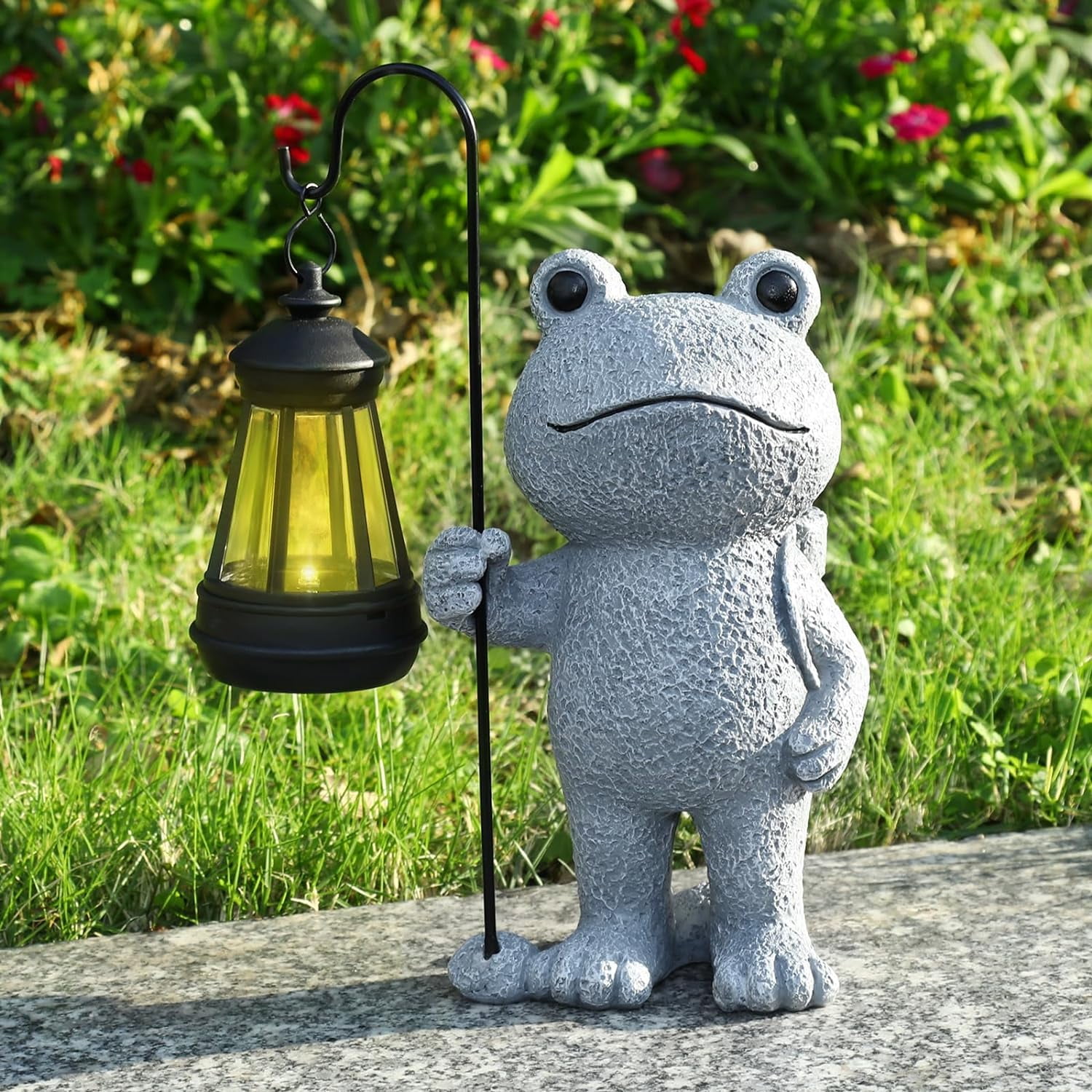 Garden Statue Frog Outdoor Decor, Solar Patio Garden Sculptures ...