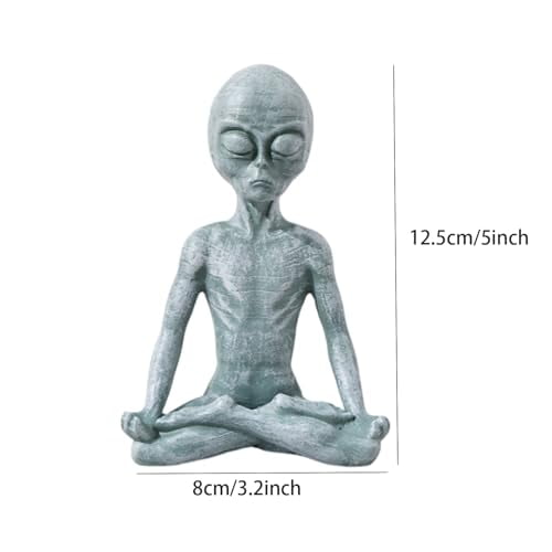 Garden Statue Meditating Alien Sculptures, Meditating Alien Resin ...