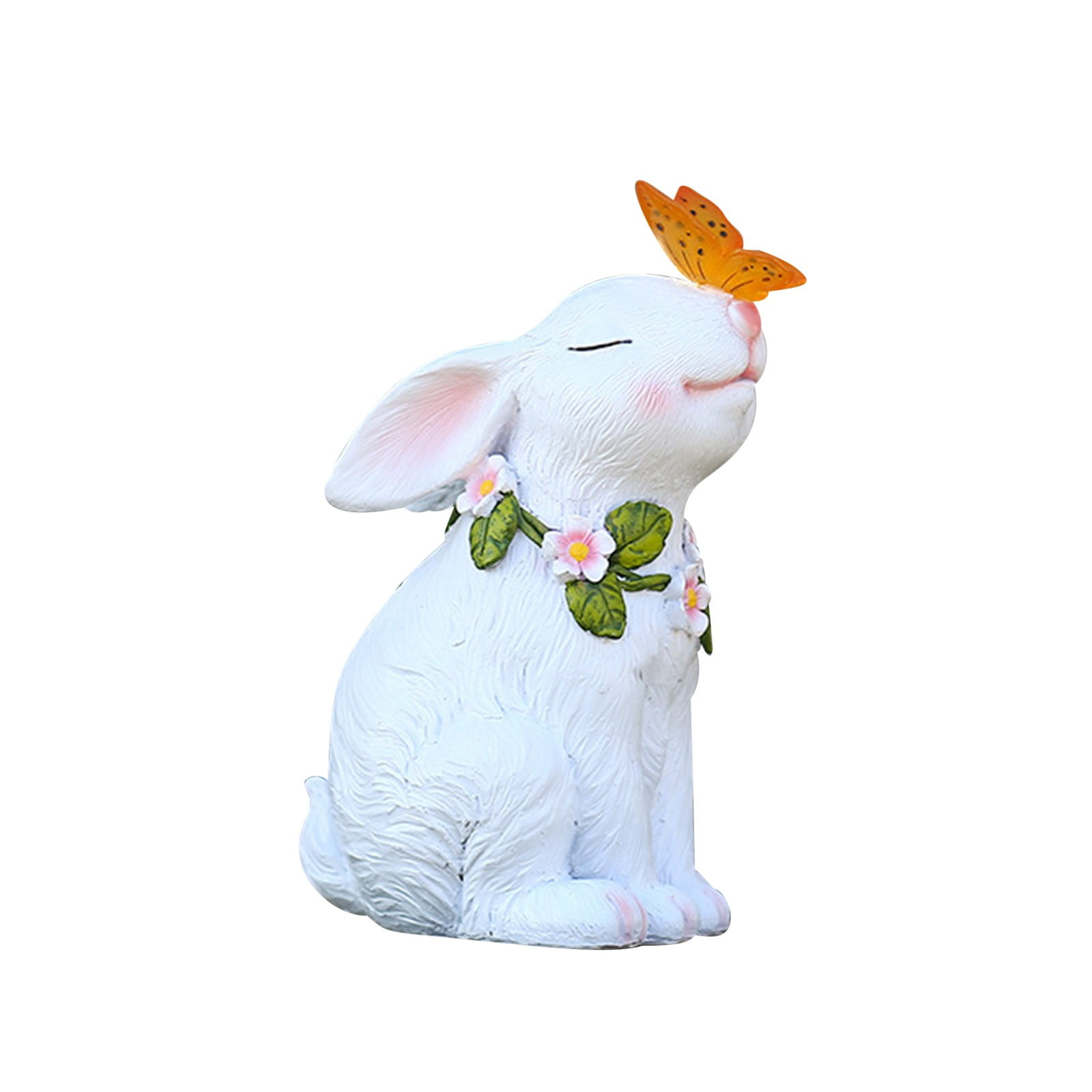 Garden Statue Outdoor Decor-Rabbit with Solar Butterfly Changing Lights ...
