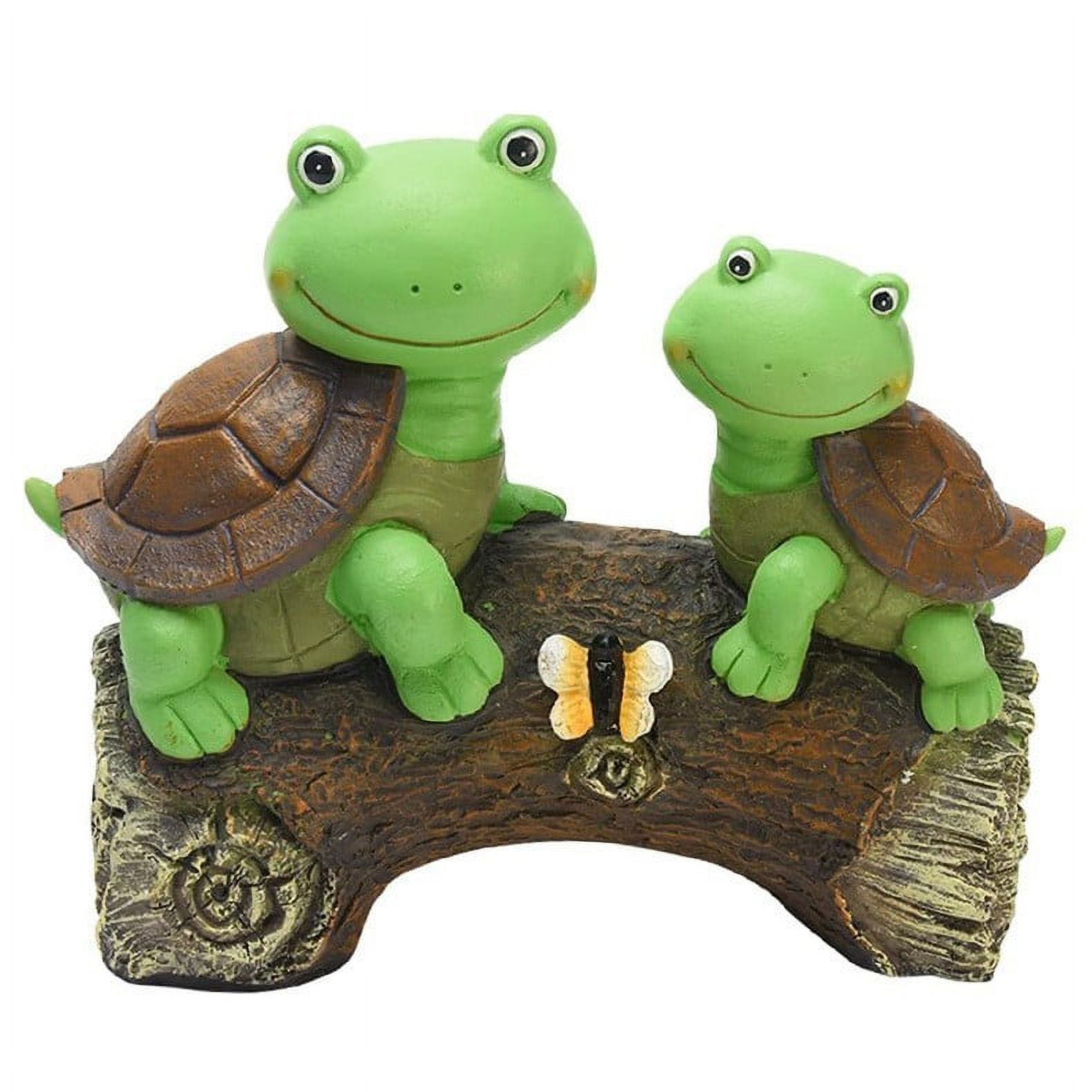 Garden Statue Turtles Figurine-Cute Turtles Resin Statue with Solar ...