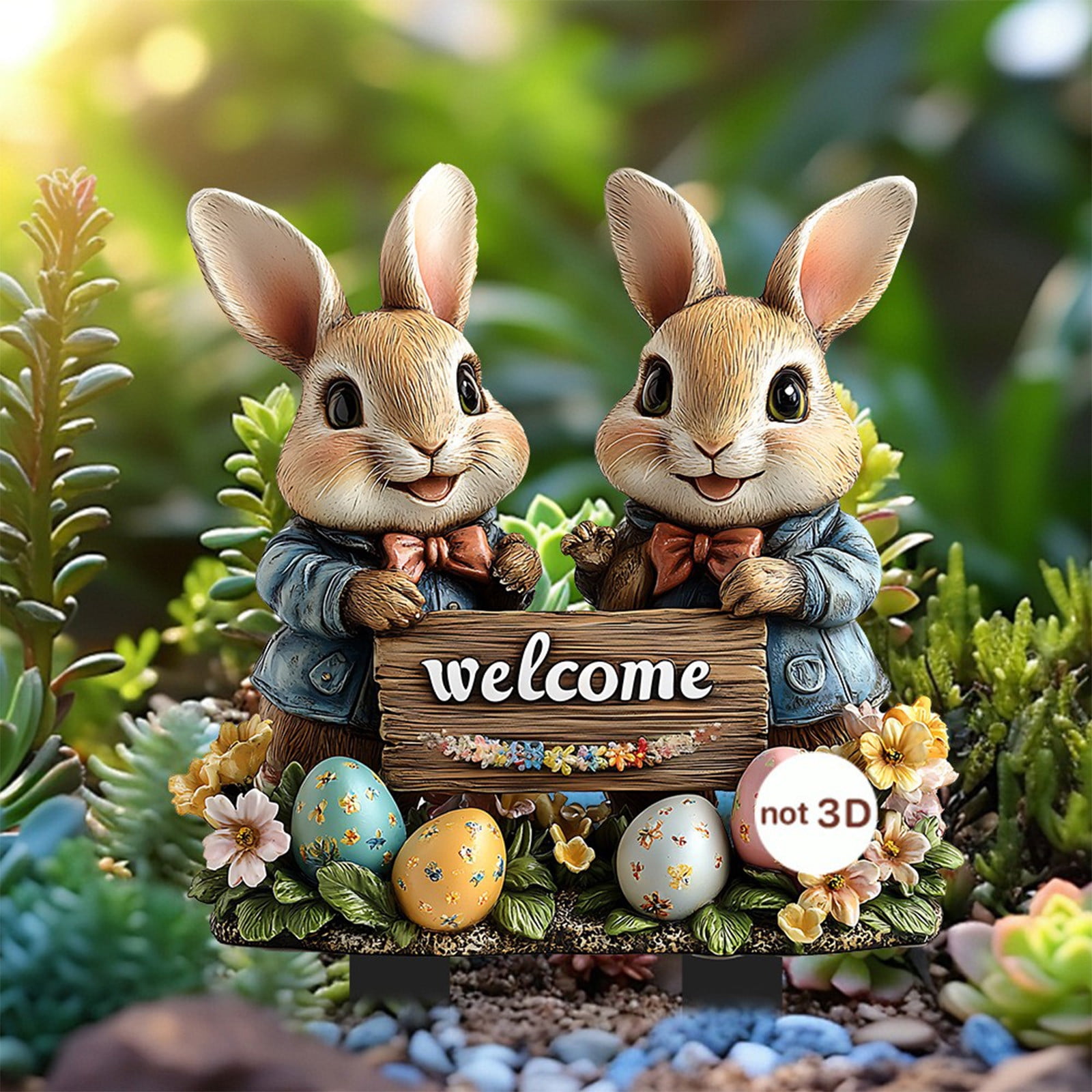 Garden Statues Rabbit, Fantasy Bunny Outdoor Art Décor Animal Figurines ...