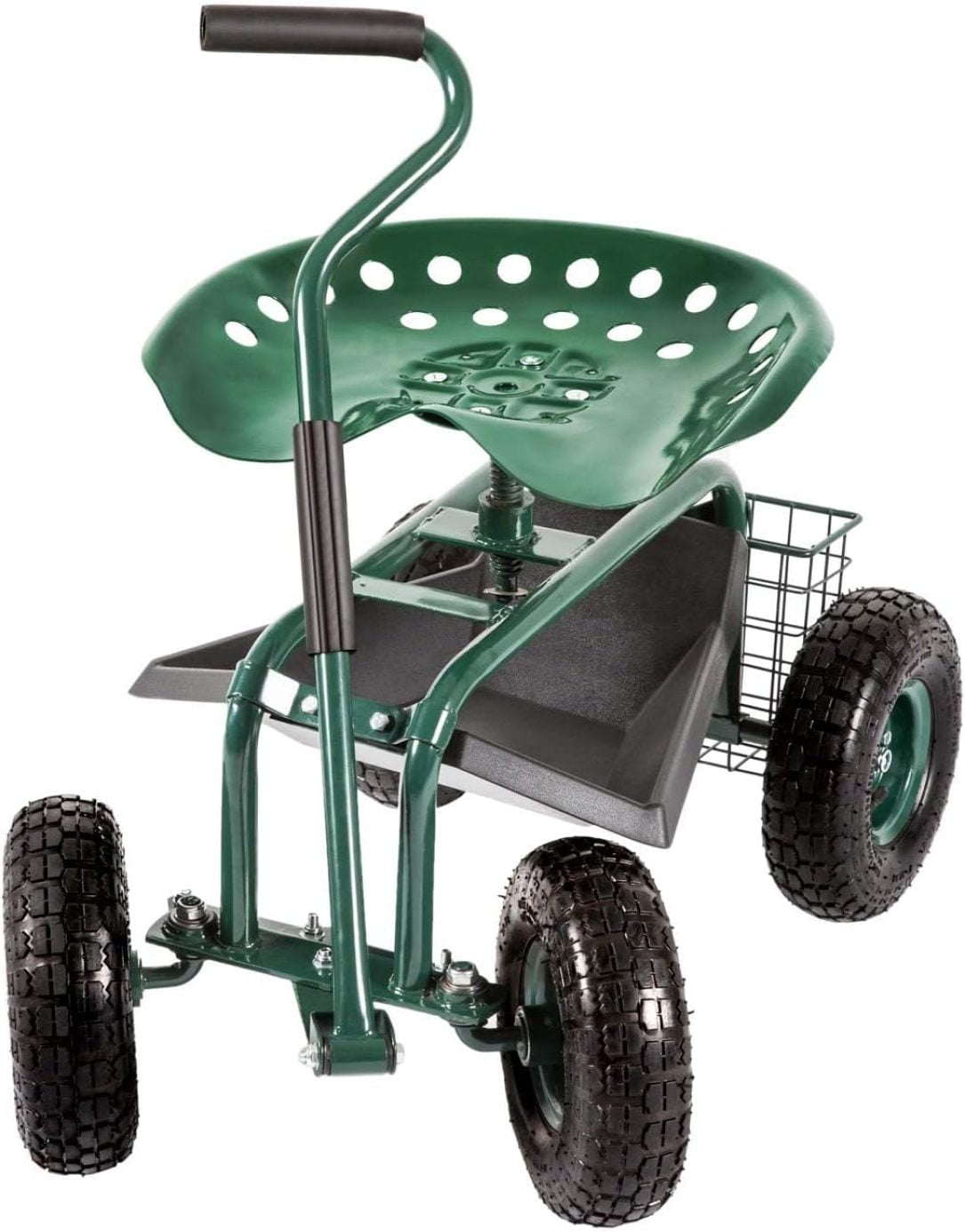 Garden Stool Cart Rolling Work Seat Outdoor Storage Basket Scooter for ...
