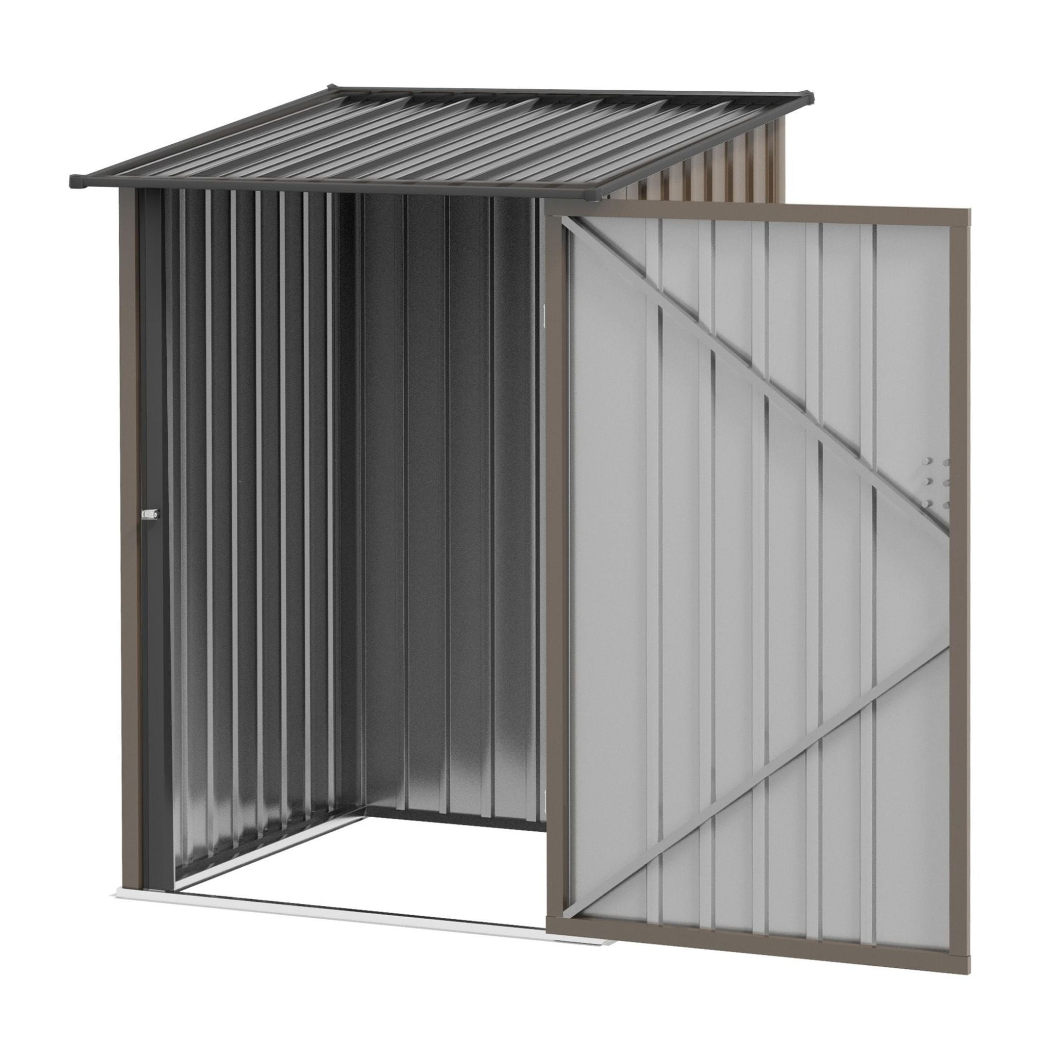 Garden Storage Shed 3.3x3.4ft - Galvanized Steel Outdoor Shed with Lockable Door - Brown Lean-to ...