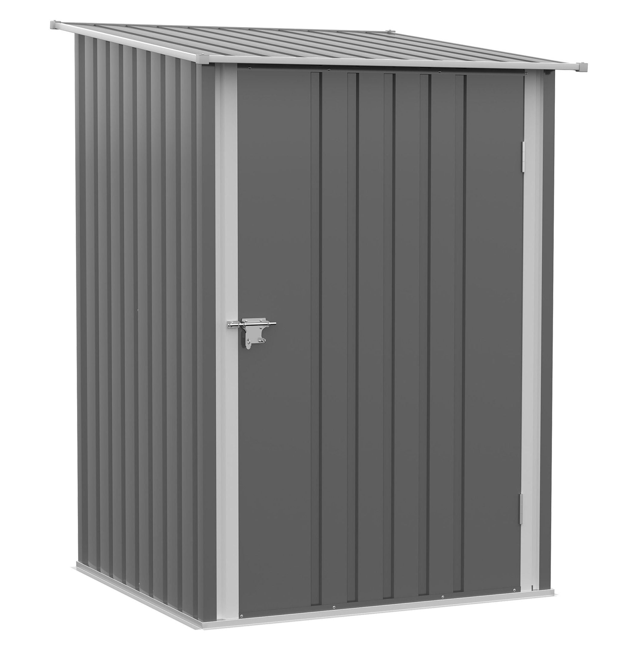 Garden Storage Shed 3.3x3.4ft, Galvanized Steel Outdoor Shed with Lockable Door, Gray Lean-to ...