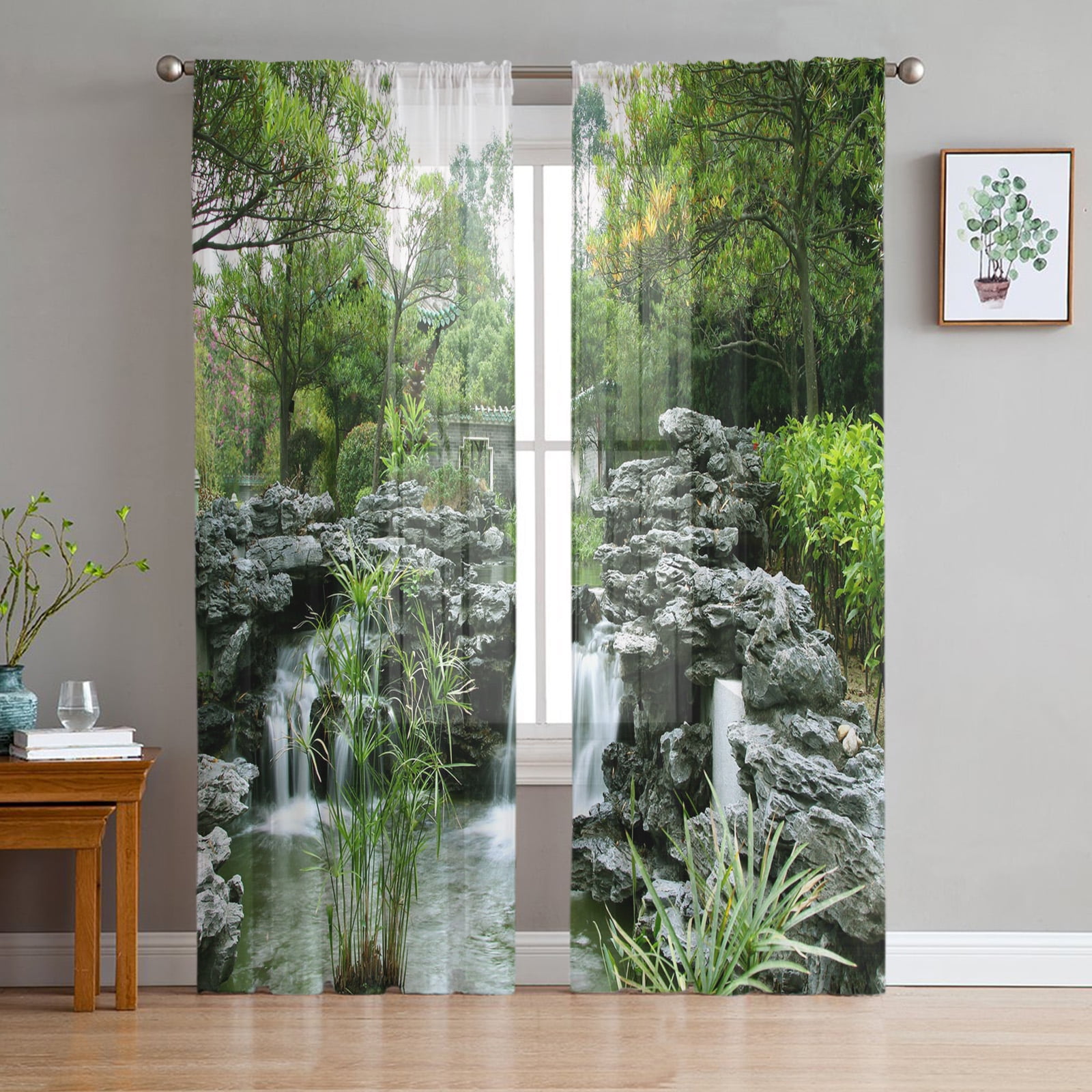 Garden Sts Bamboo Forest Tulle Sheer Window Curtains for Living Room ...