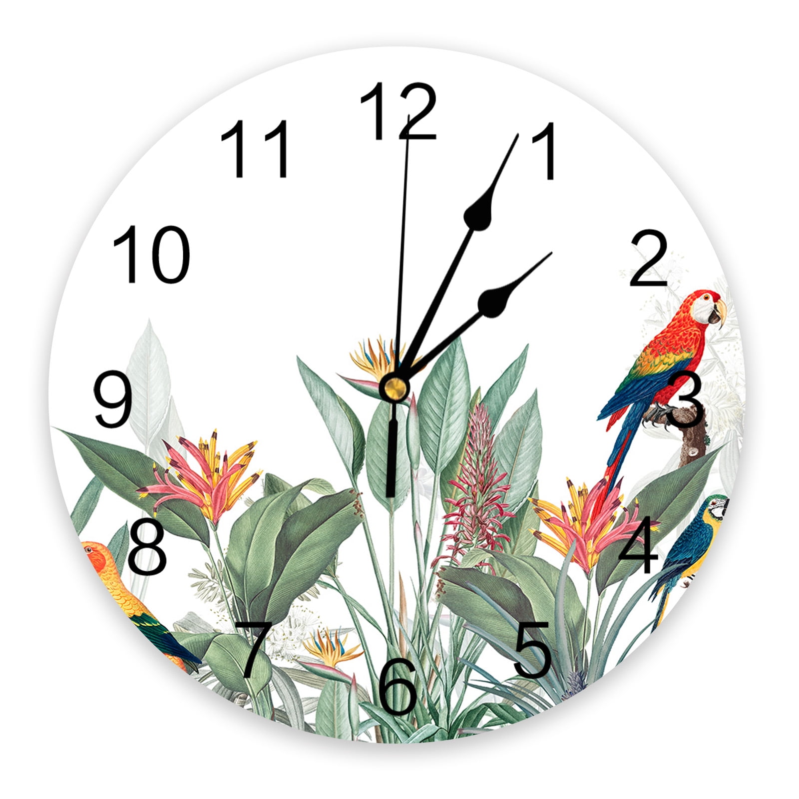 Garden Style Tropical Plants Tropical Flowers Printed Wall Clock Modern ...