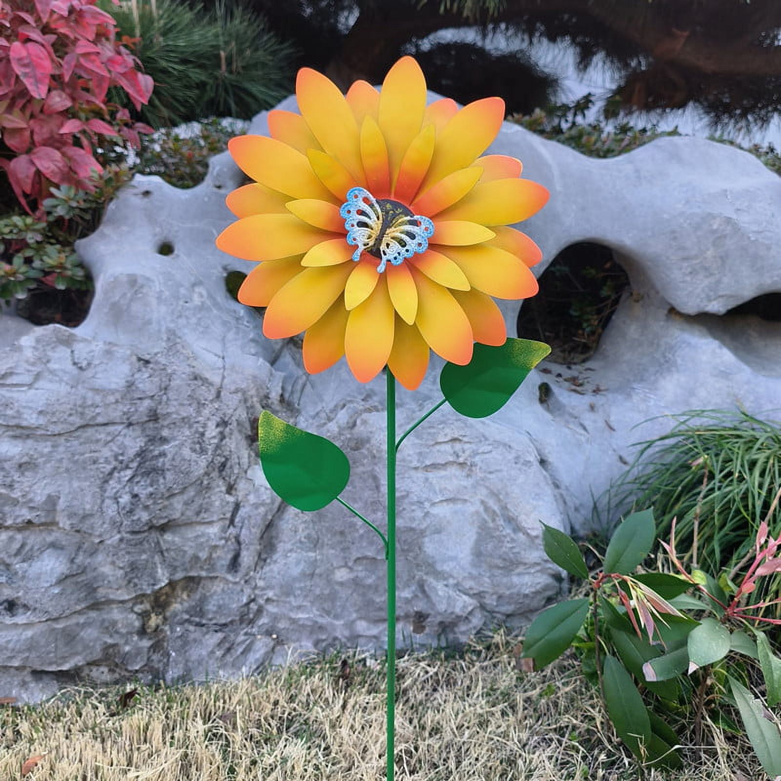 Garden Sunflower Stake Lawn Sunflower Stake Decor Stable Flower Stake ...