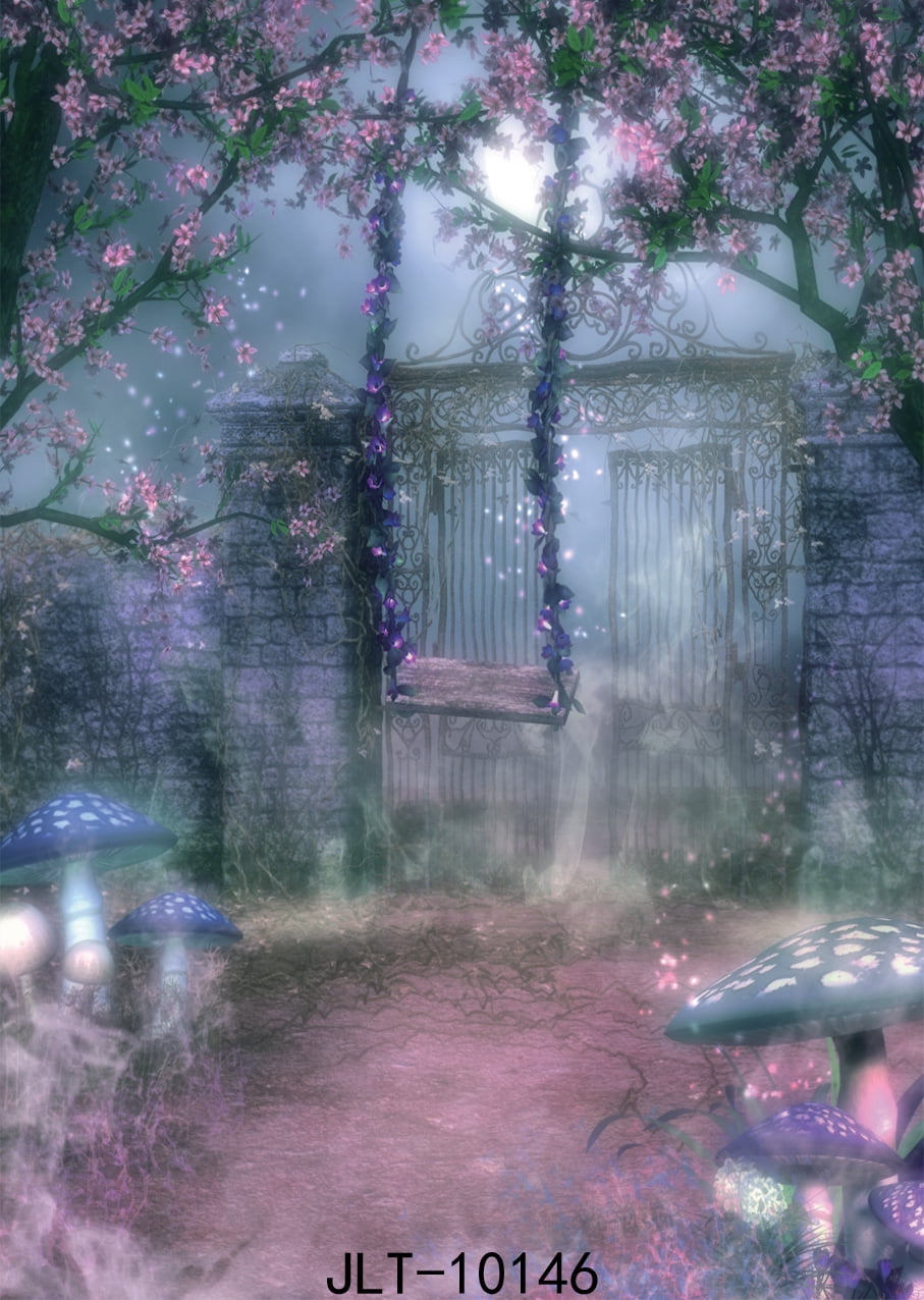 Garden Swing Moonlight Vinyl Photography Background Halloween Fair Tale ...