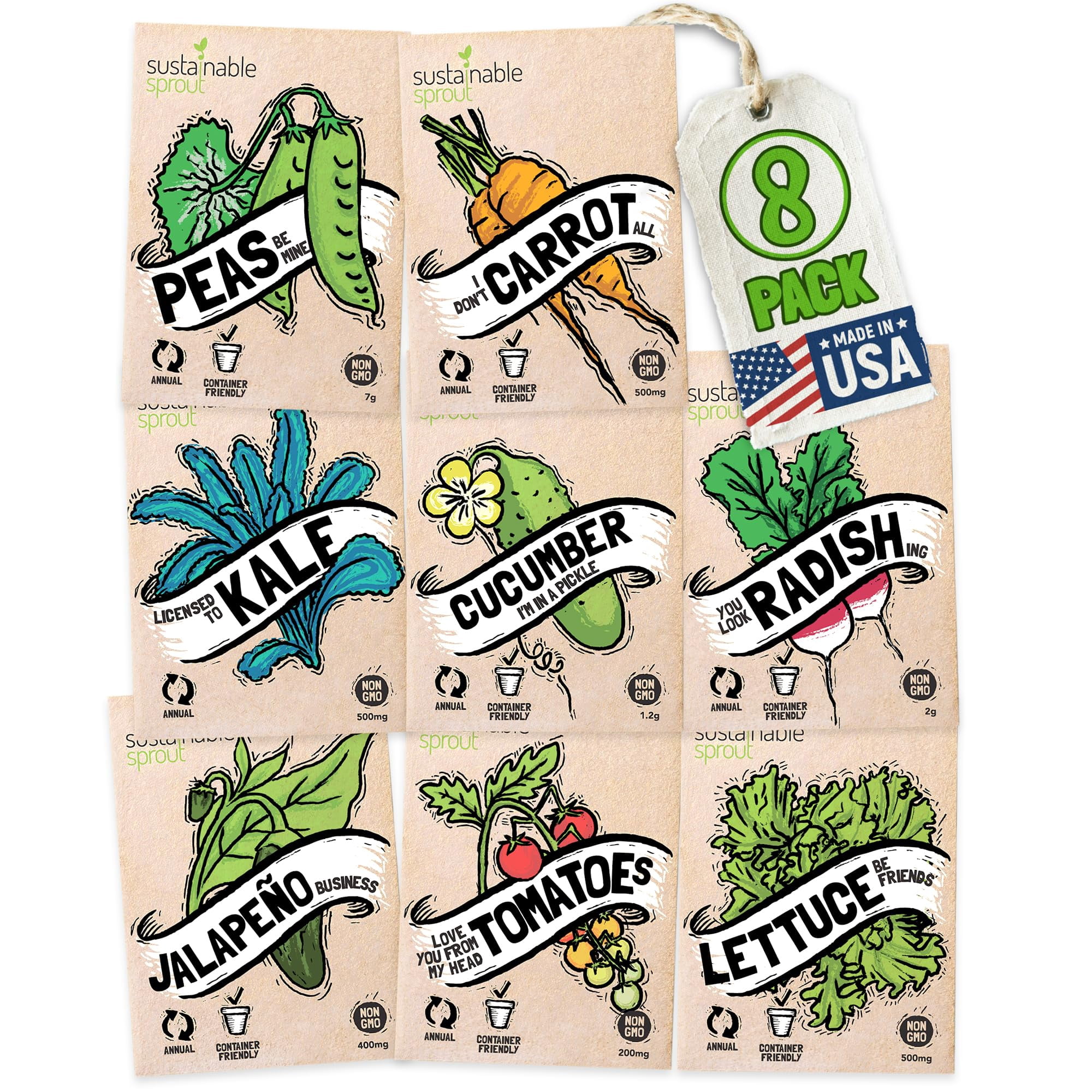 Garden for TWE5 Planting Vegetables: 8 Organic Vegetable Variety Pack ...