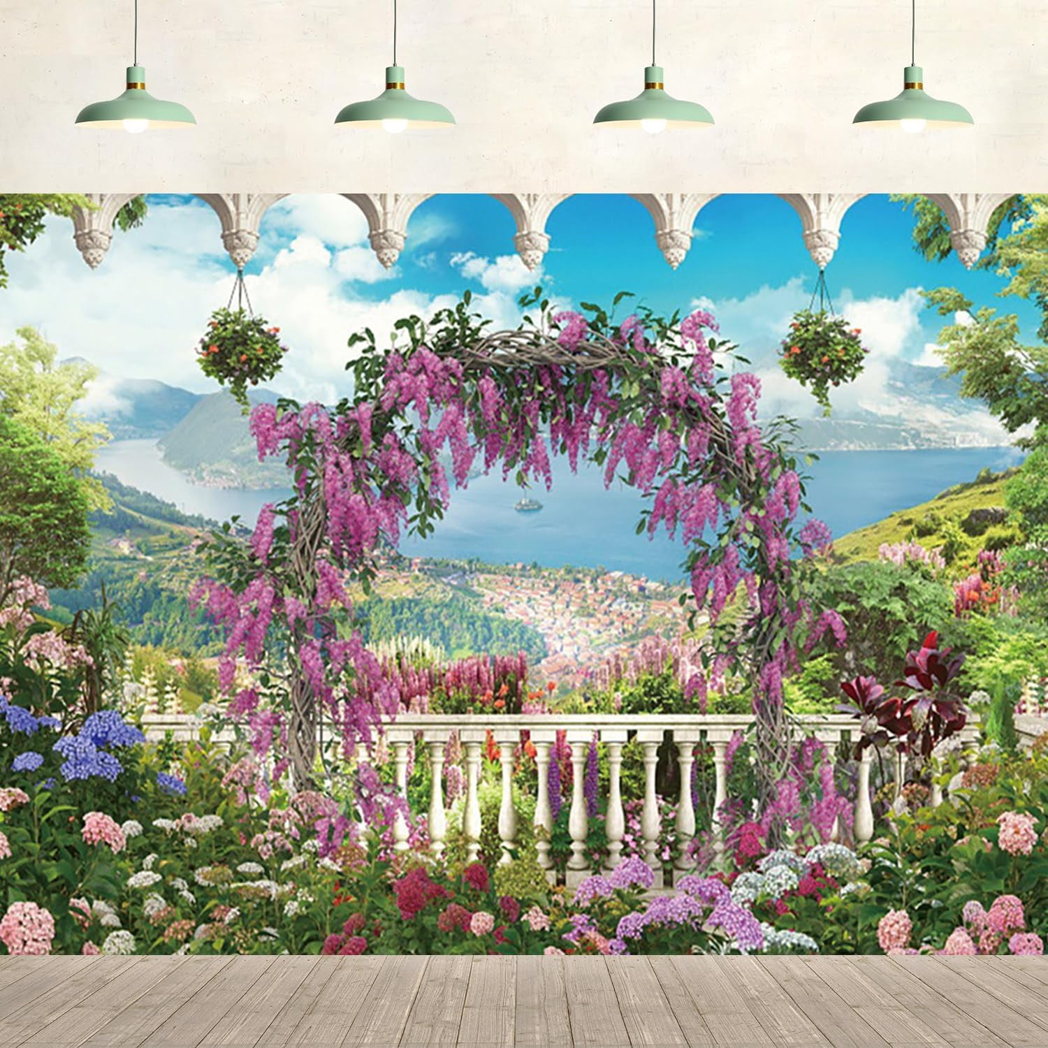 Garden Terrace Backdrop Flowers Archway Spring Scenery Wildflowers ...
