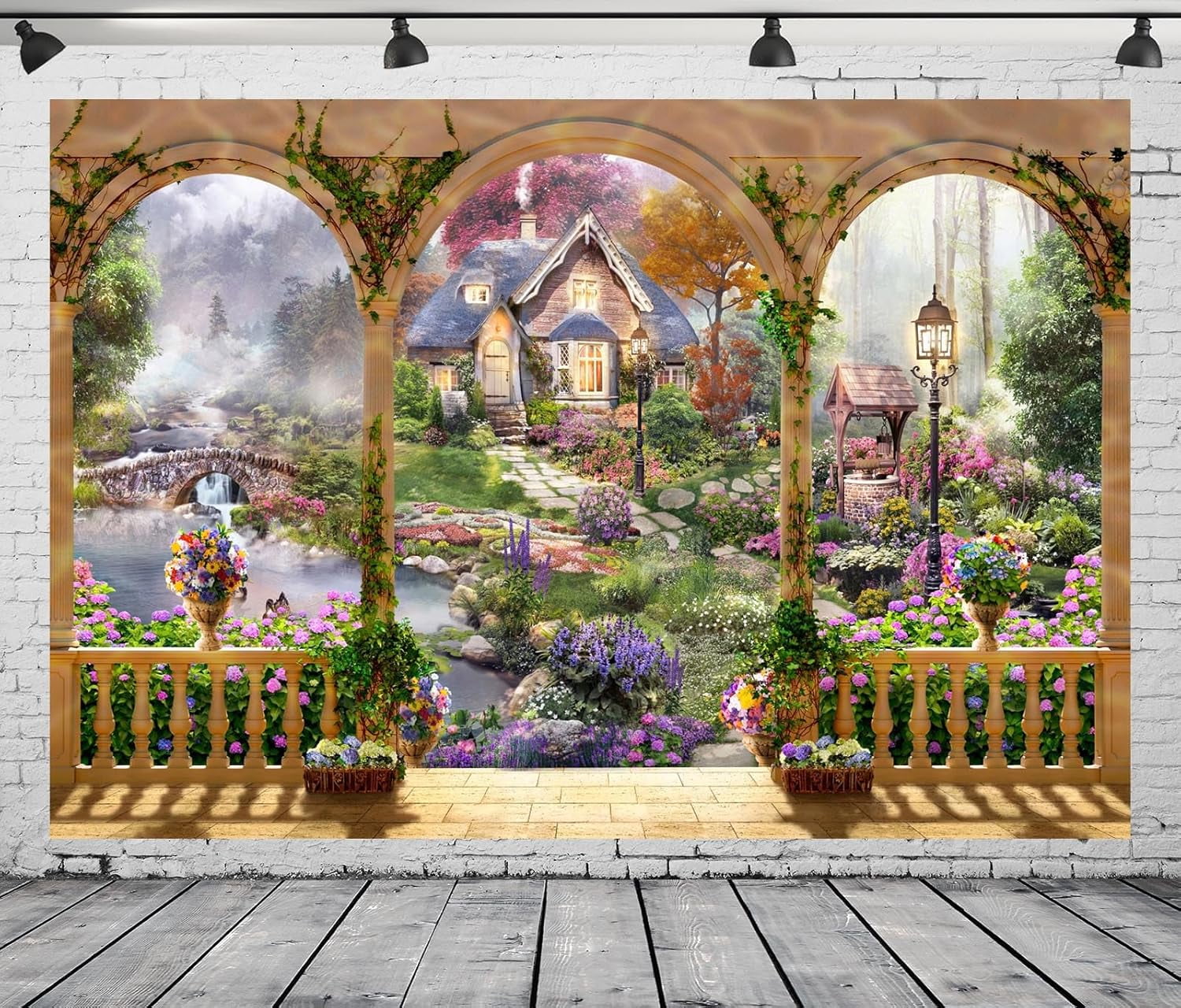 Garden Terrace House Backdrop Romantic Balcony Scenery Wonderland ...