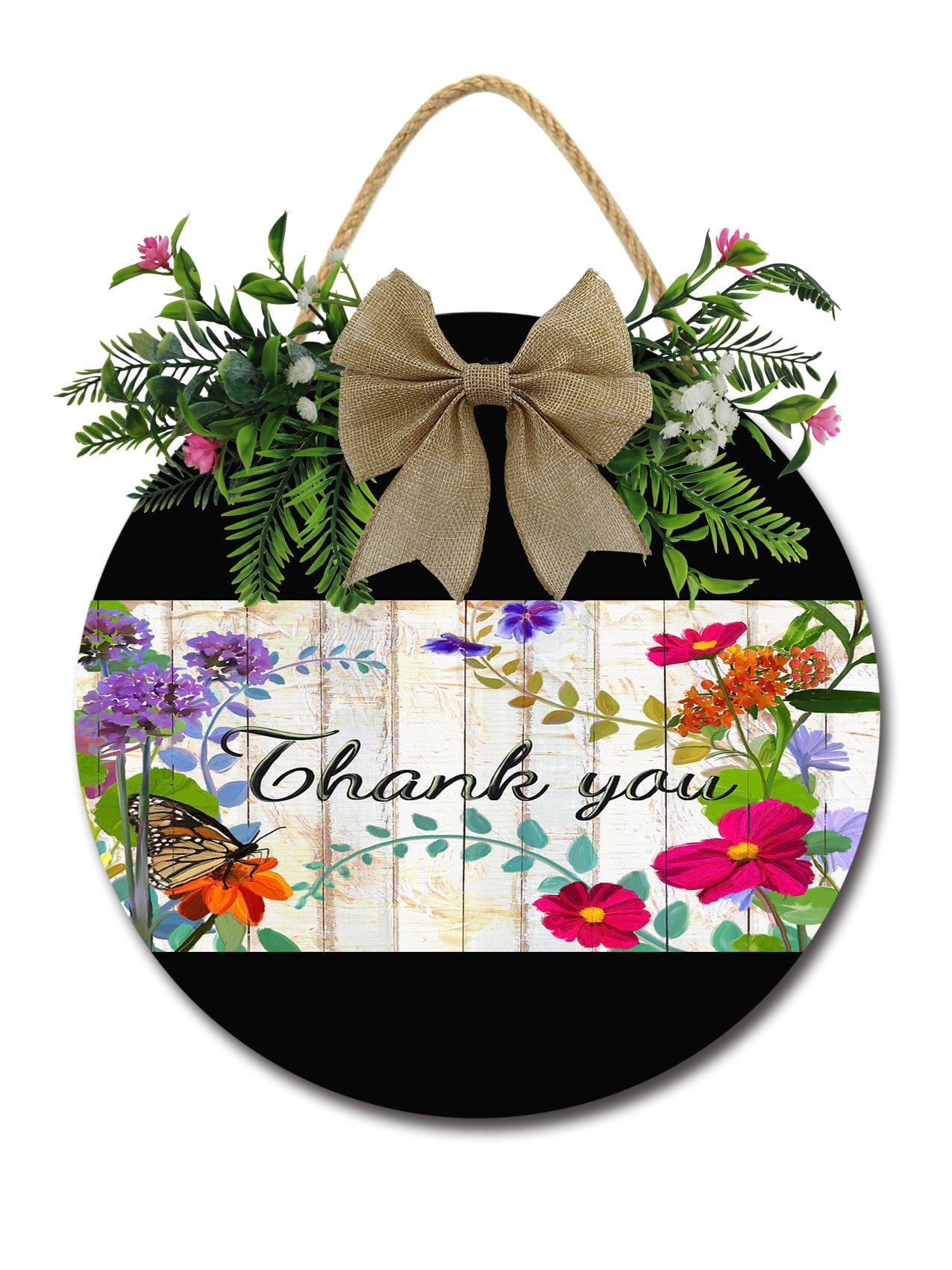A Garden Thank You Front Door Sign Funny Wreaths Hanging Wooden Plaque ...