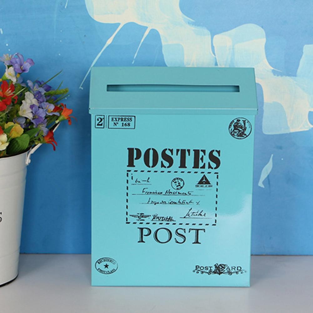 Garden Tin Mailbox Metal Wall Mount Mail Box Newspaper Holder For Home ...