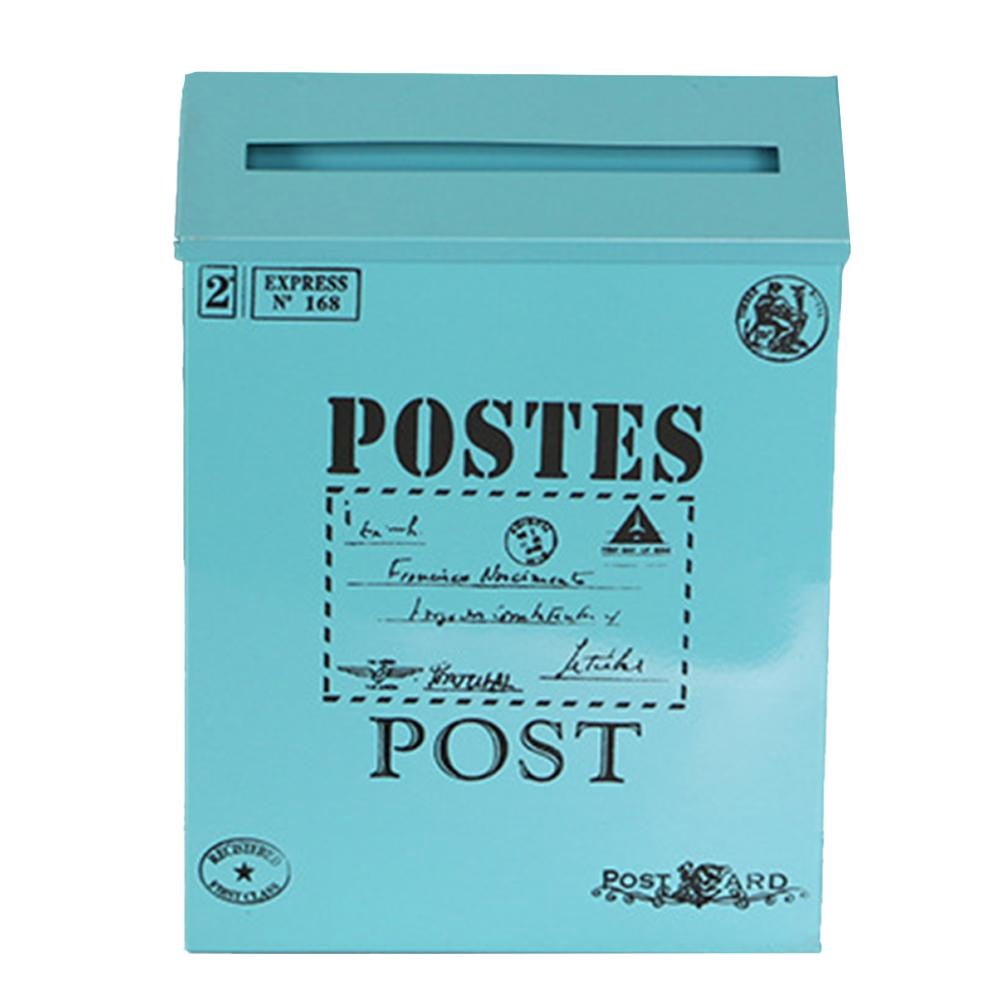 Garden Tin Mailbox Metal Wall Mount Mail Box Newspaper Holder For Home ...