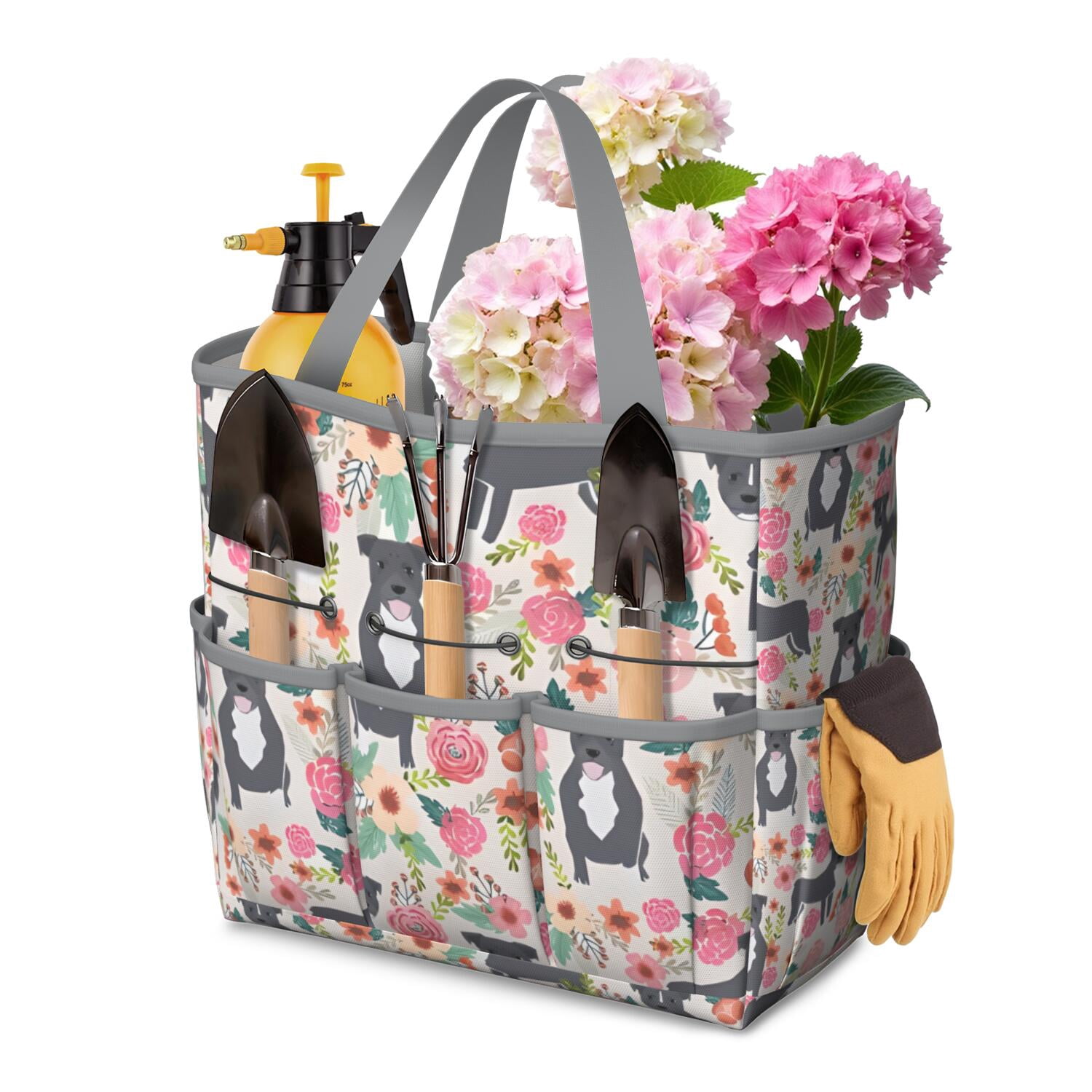 Garden Tool Bag,Boston Terrier Dog with Flower Garden Tool Organizer ...
