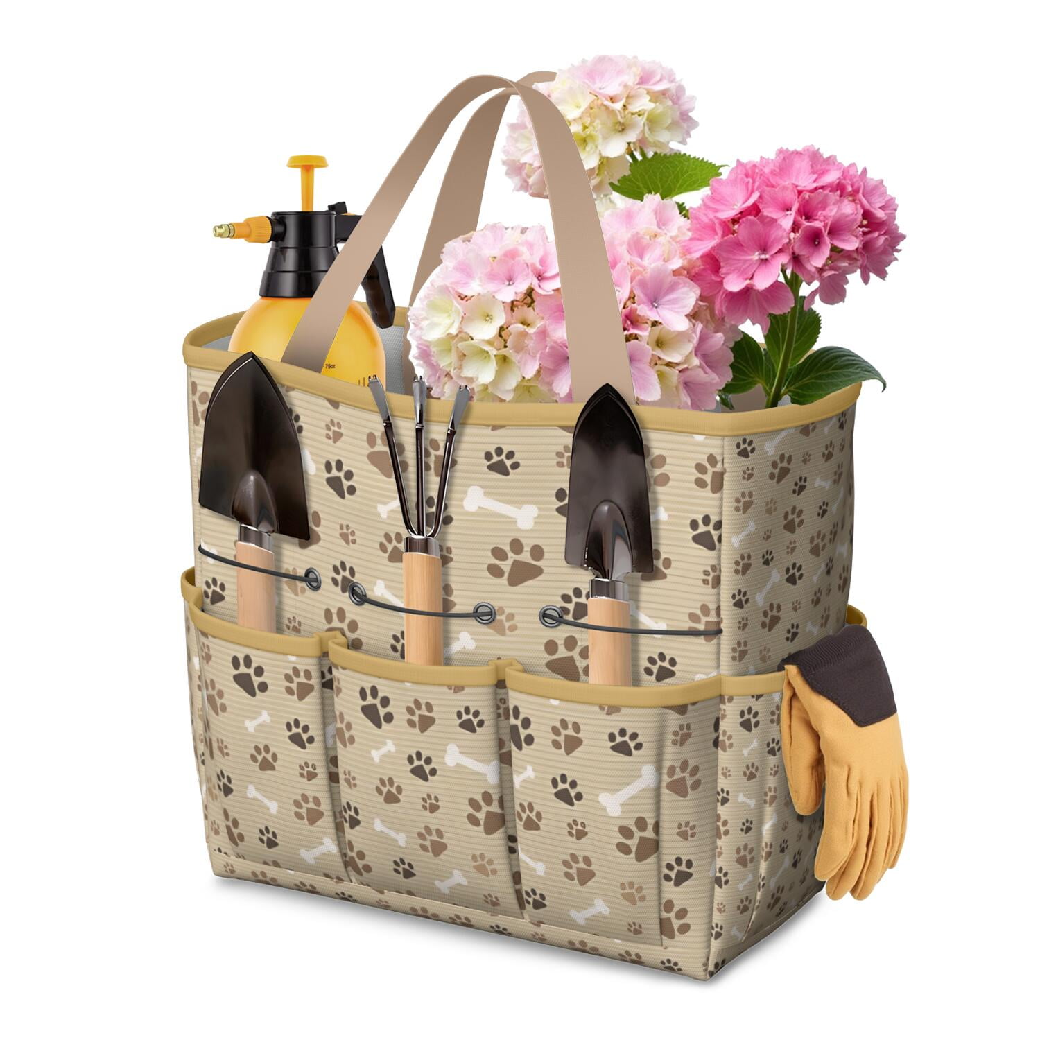Garden Tool Bag,Brown Dog Paw Footprint Bone Garden Tool Organizer ...
