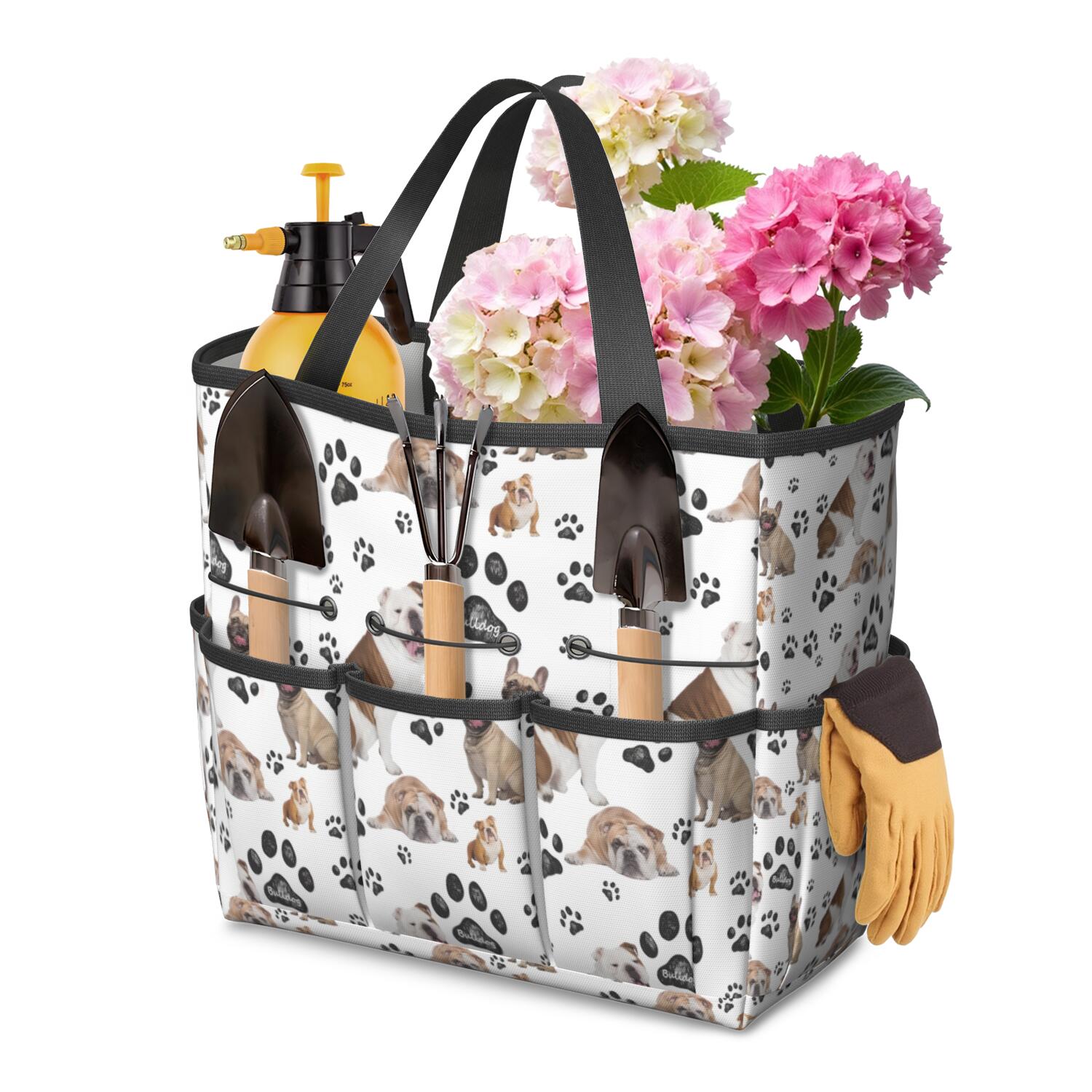 Garden Tool Bag,Bulldog Dog and Footprints Garden Tool Organizer,Garden ...
