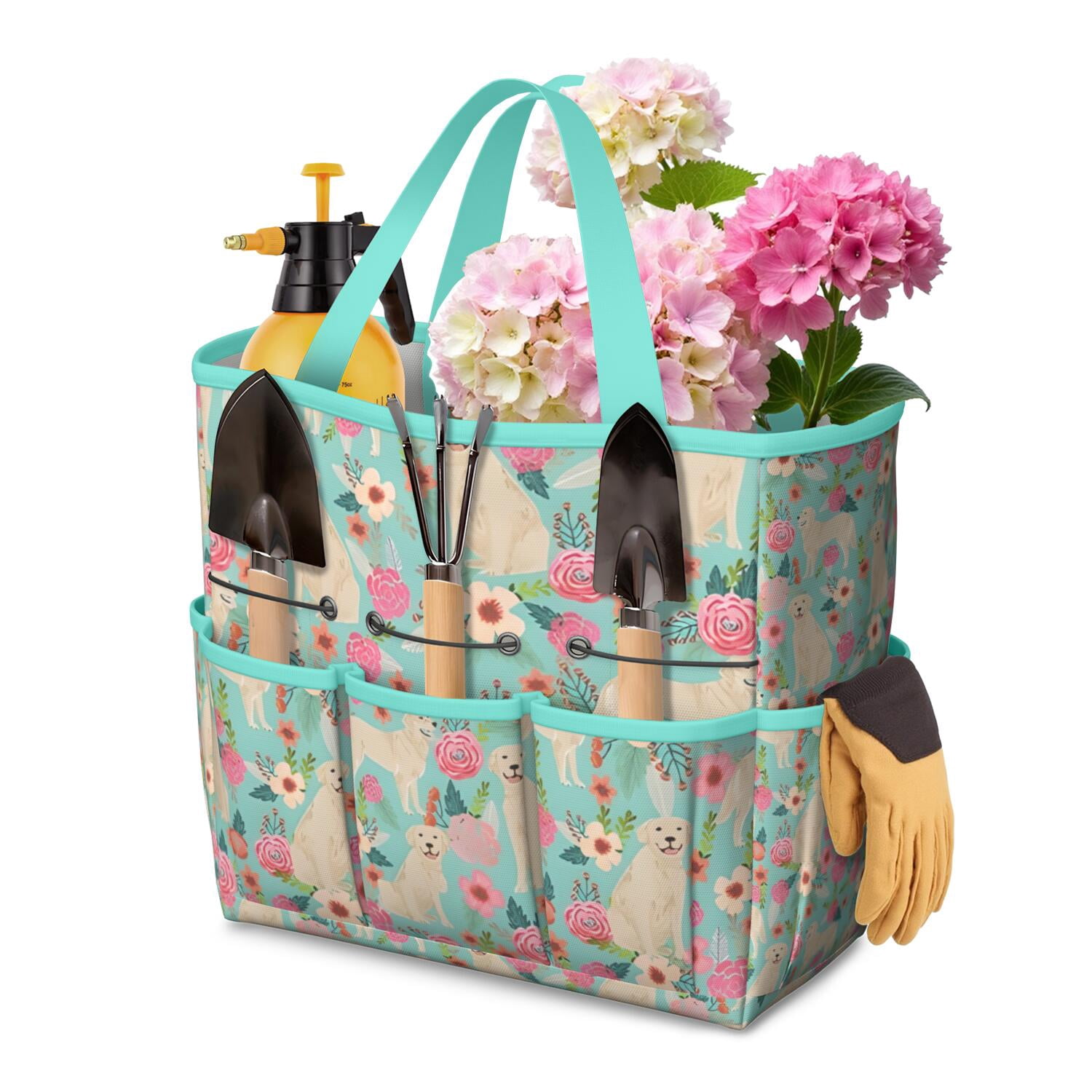 Garden Tool Bag,Golden Retriever Dog and Flowers Garden Tool Organizer ...